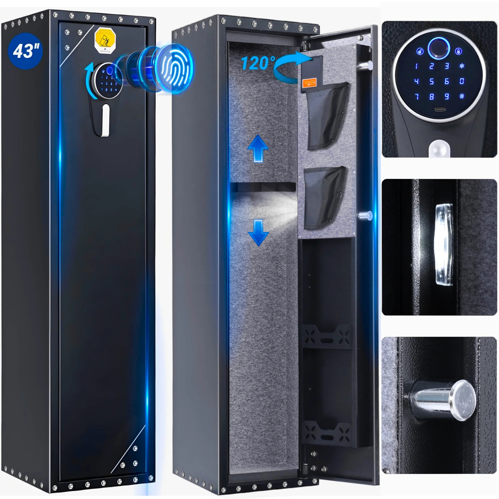 Blacksmith Gun Safe Lock, Biometric 5 Gun Safes Fingerprint Quick ...