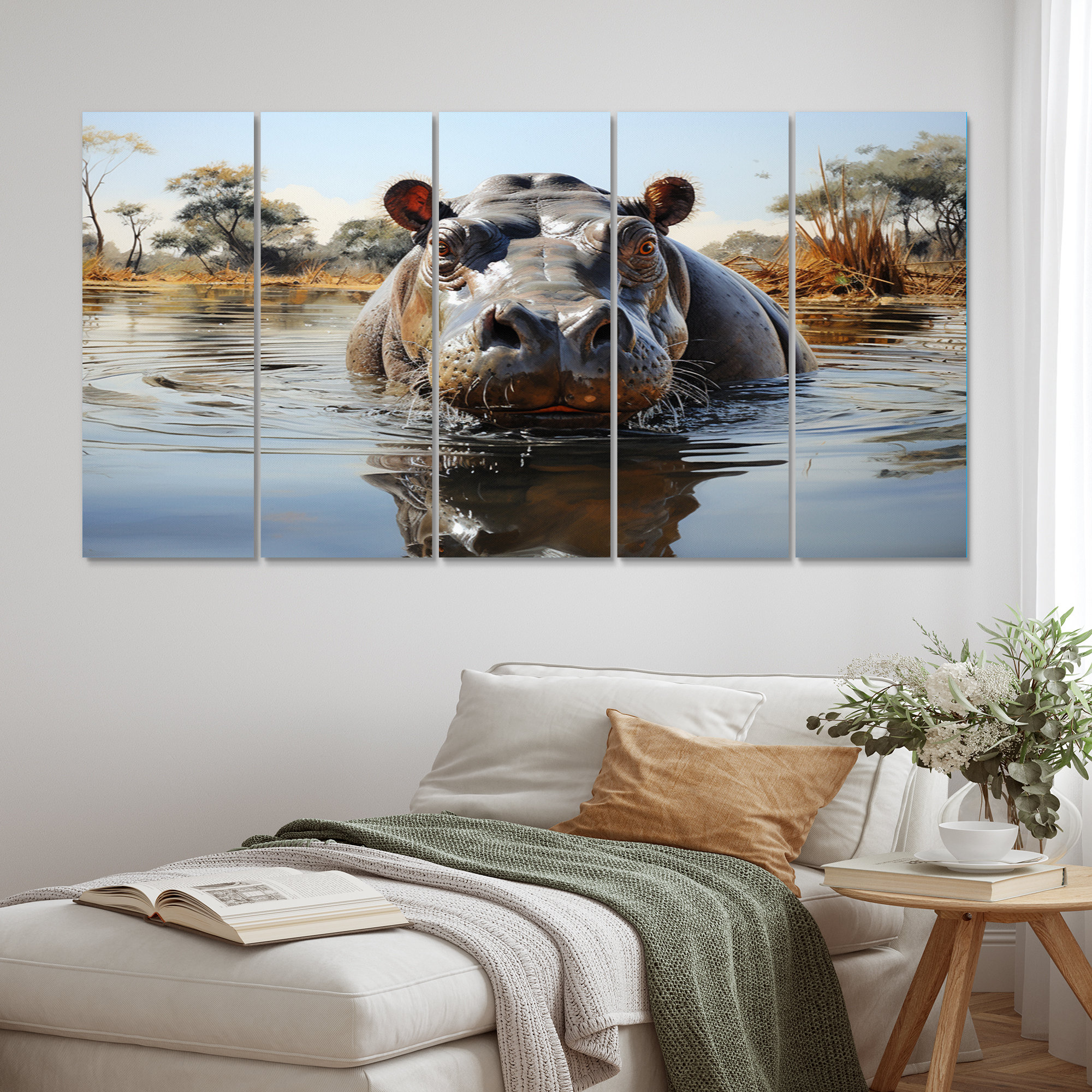 Bungalow Rose Hippopotamus Rivers Behemoth - Animals Metal Art Print ...