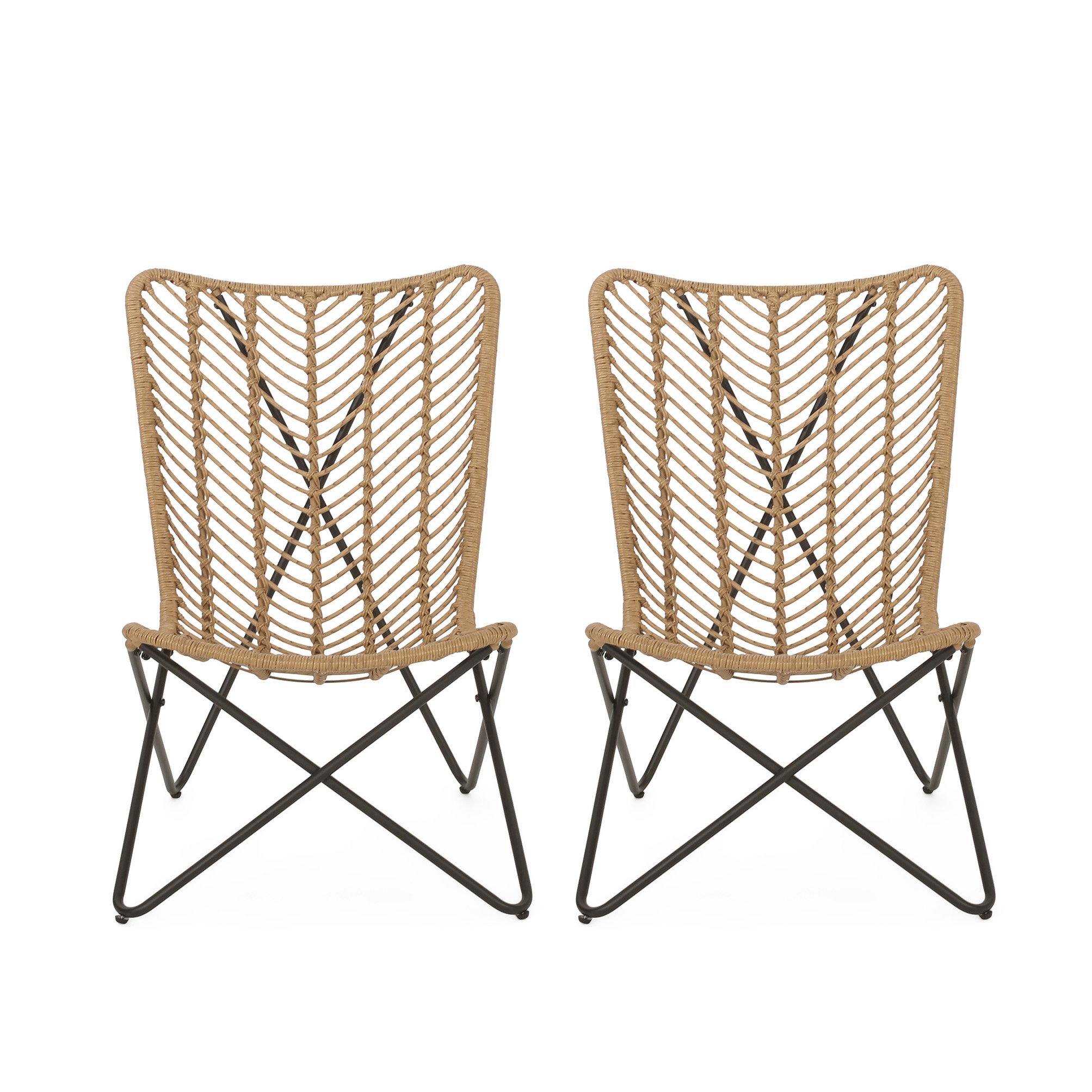 Bayou Breeze Gatlin Wicker Outdoor Chair With Curved Seating And Earthy ...
