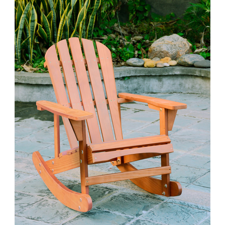 Highland Dunes Amedio Solid Wood Rocking Adirondack Chair | Wayfair