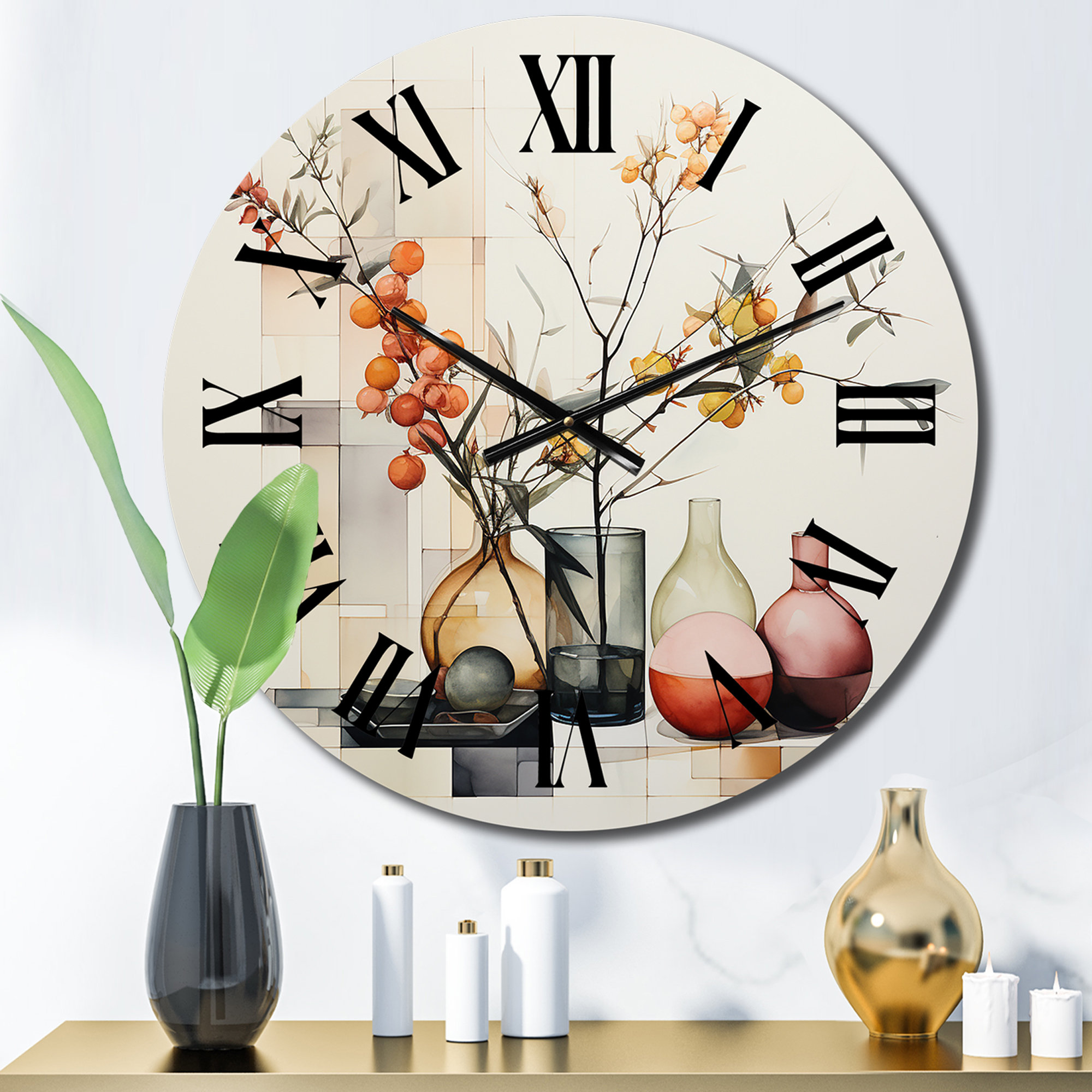 East Urban Home Still Life Arrange I - Abstract Still Lifes Wall Clock ...