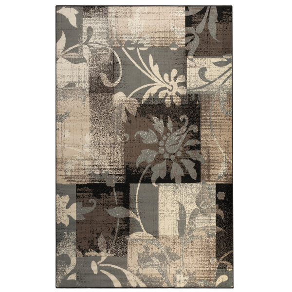 Winston Porter Rotonya Geometric Patchwork Pattern Floral Area Rug in ...