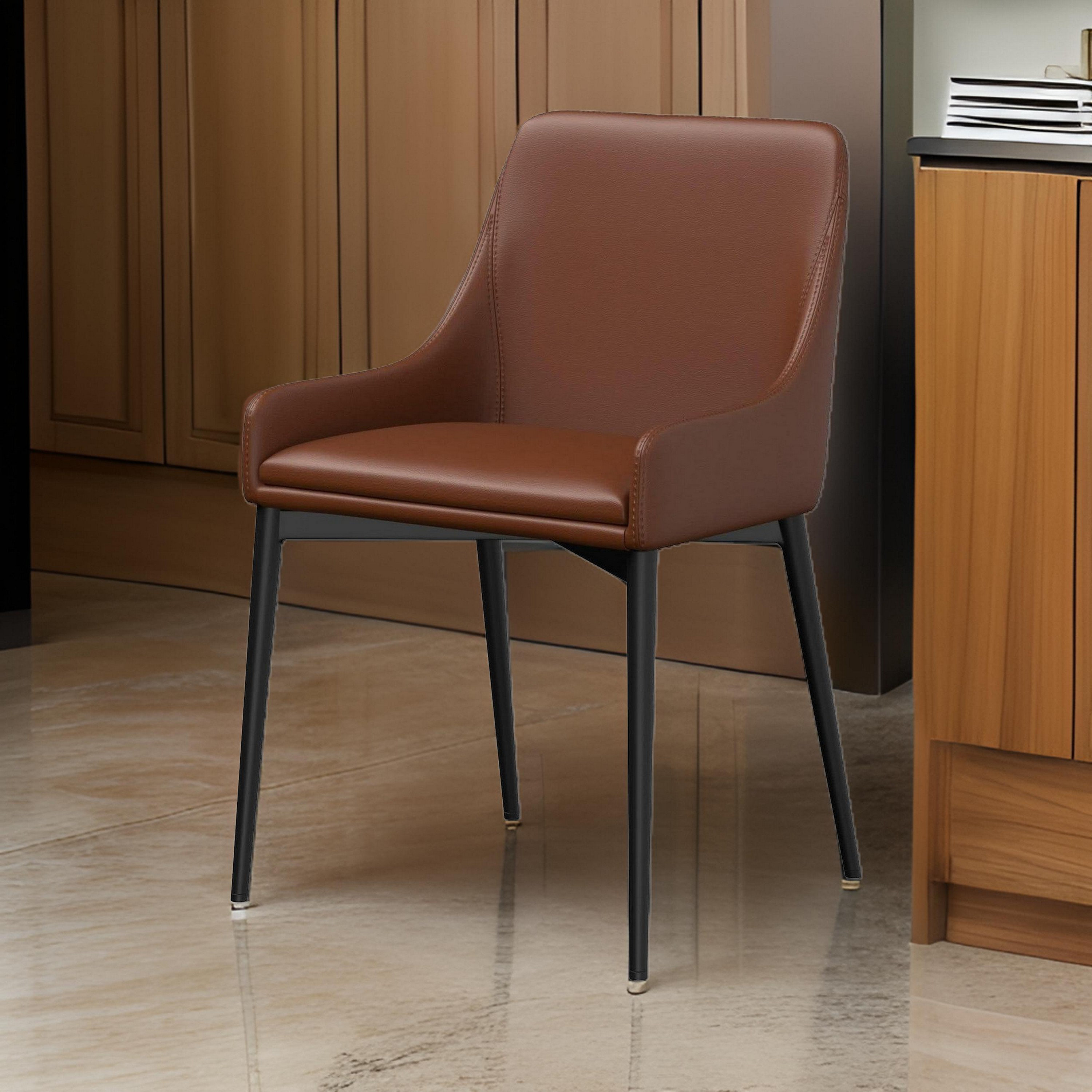 17 Stories Nahdia Metal Low Back Arm Chair in Cognac - Wayfair Canada