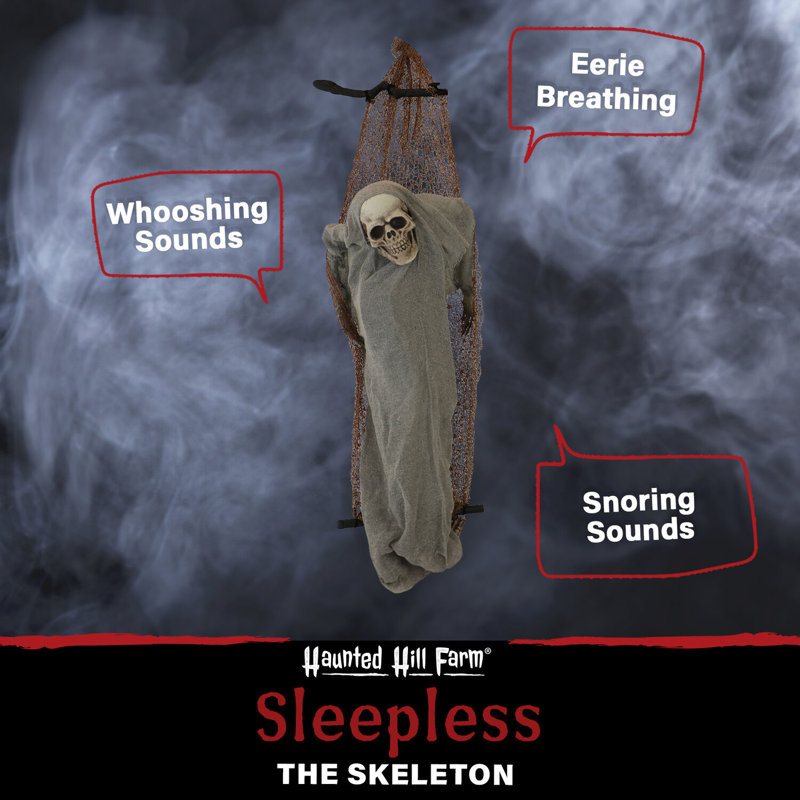 Haunted Hill Farm Skeleton In Hammock Poseable Sleepless Figurine | Wayfair