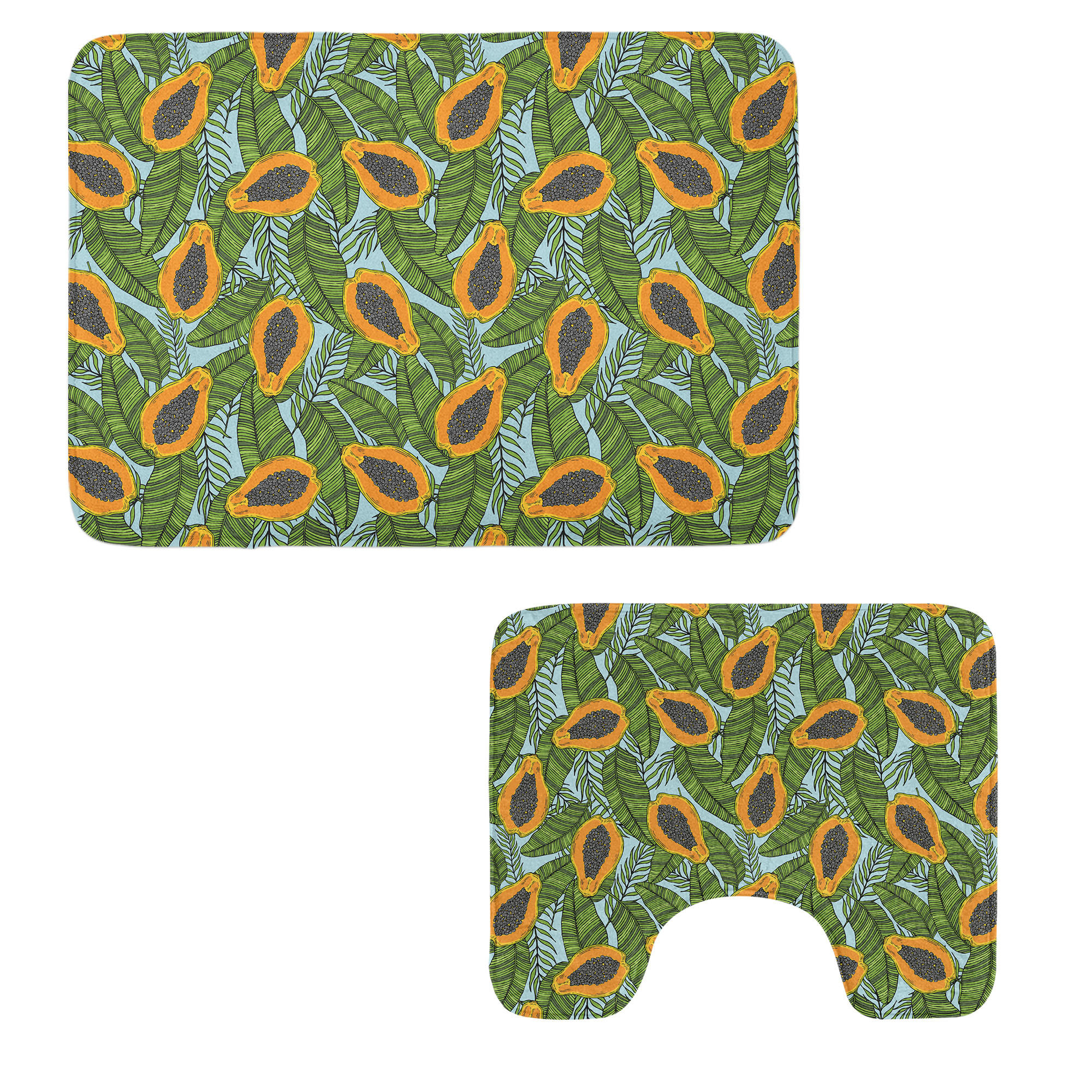 East Urban Home Papaya Bathroom Rug Set 2 Pieces Rectangle & Contour ...