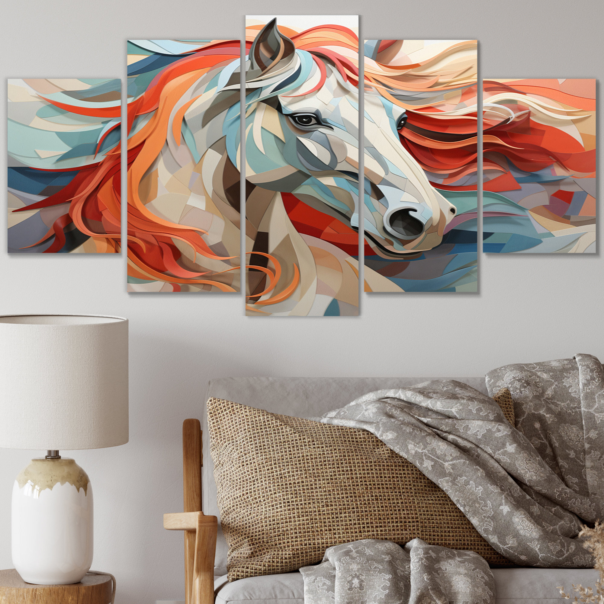 Design Art Colorful Horse Spirit Of Equus - Animals Metal Wall Decor ...