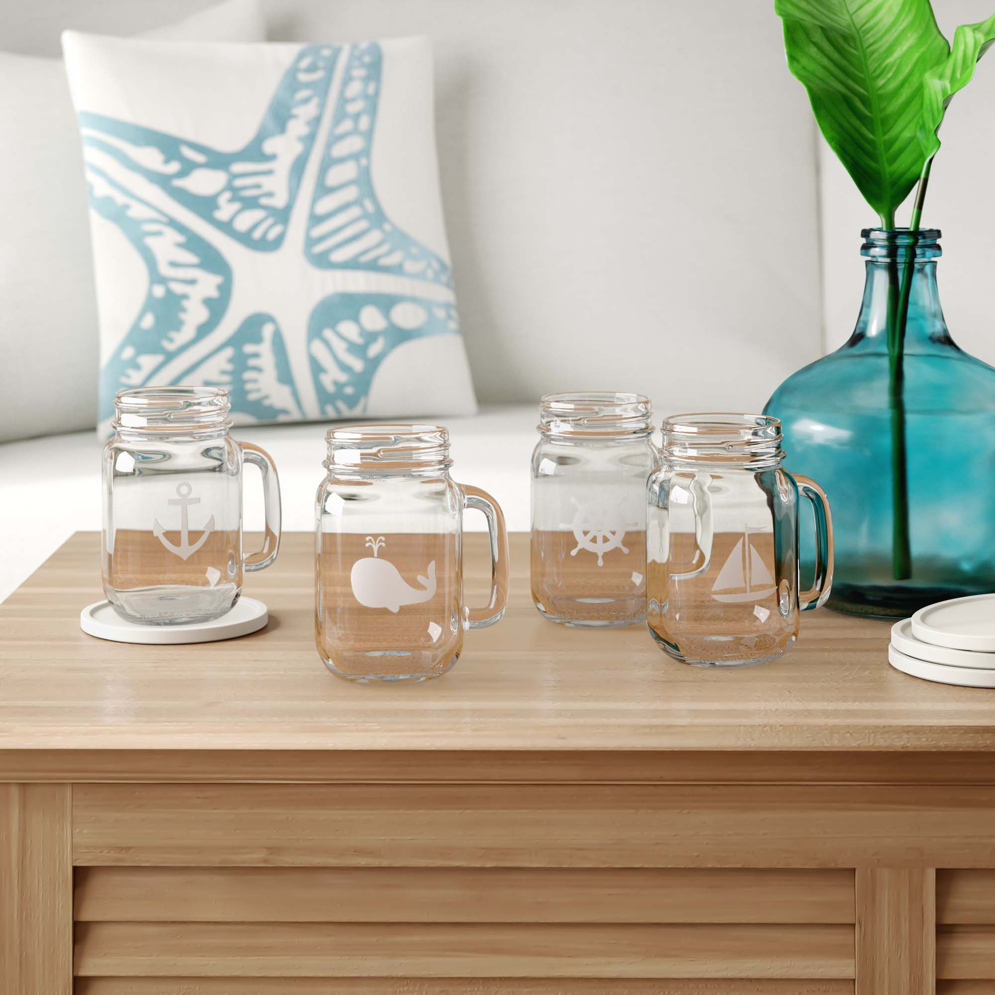 Breakwater Bay Zimmermann 4 Piece 16 oz. Glass Mason Jar Set & Reviews ...