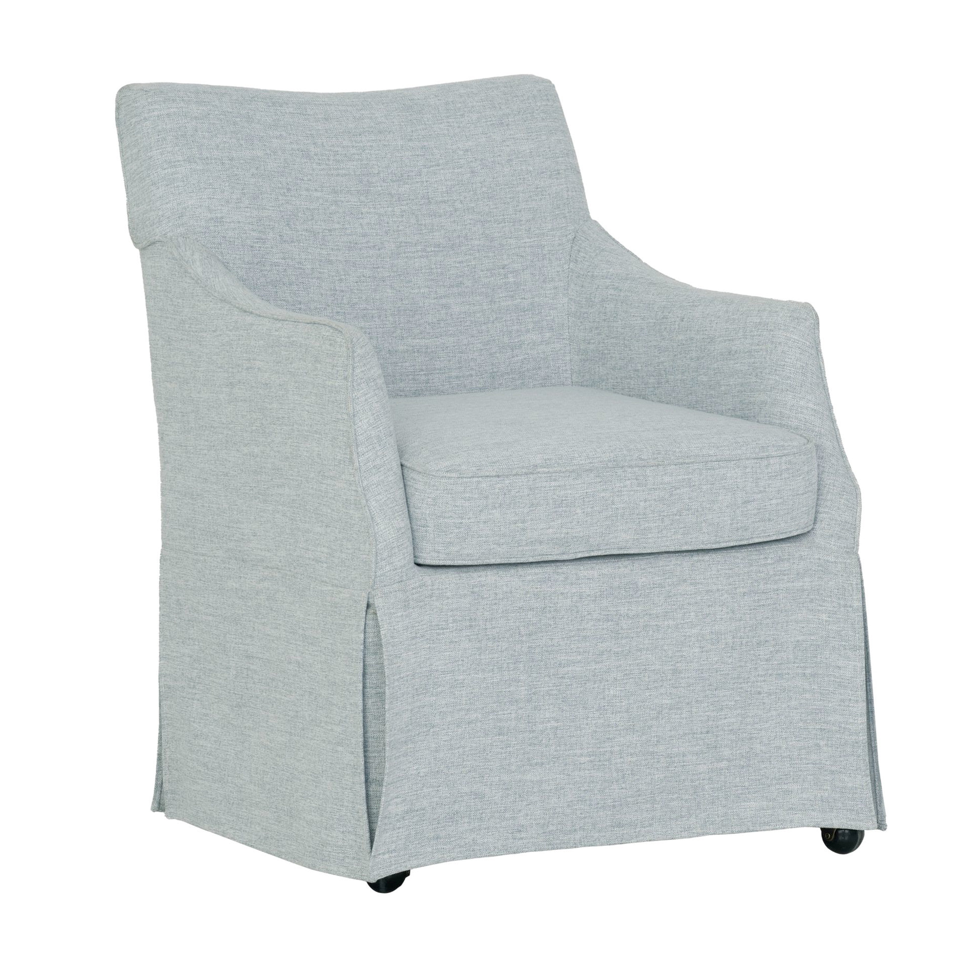 Canora Grey Upholstered Blue Skirted Dining Arm Chair, Smooth - Gliding ...