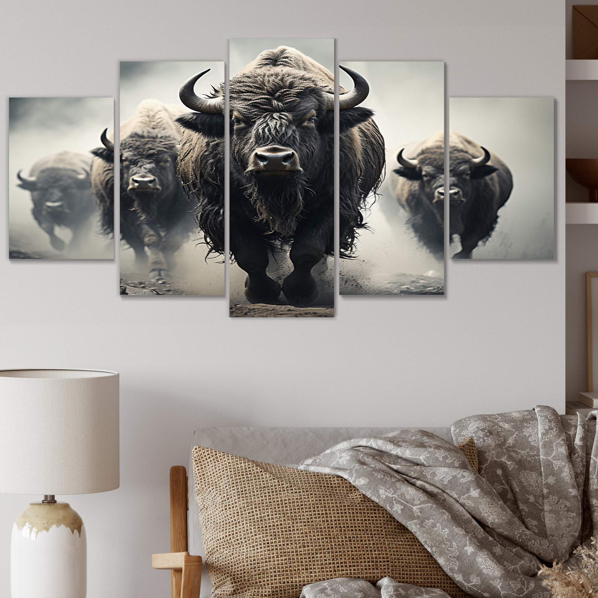 Design Art Grey Buffalo Gentle Guardians I - Animals Metal Wall Art ...