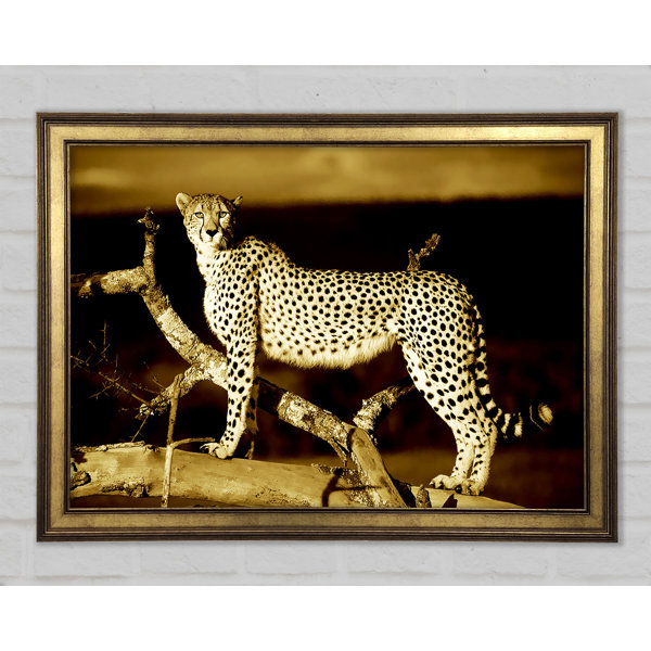 Ebern Designs Leopard Perch Sepia - Single Picture Frame Art Prints ...