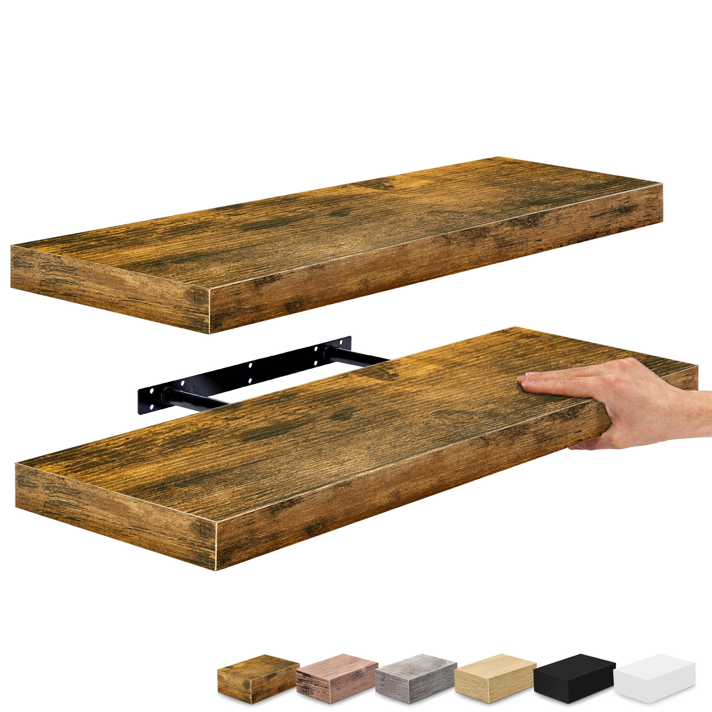 Sorbus Floating Shelves with Invisible Mounting Set of 2 | Wayfair