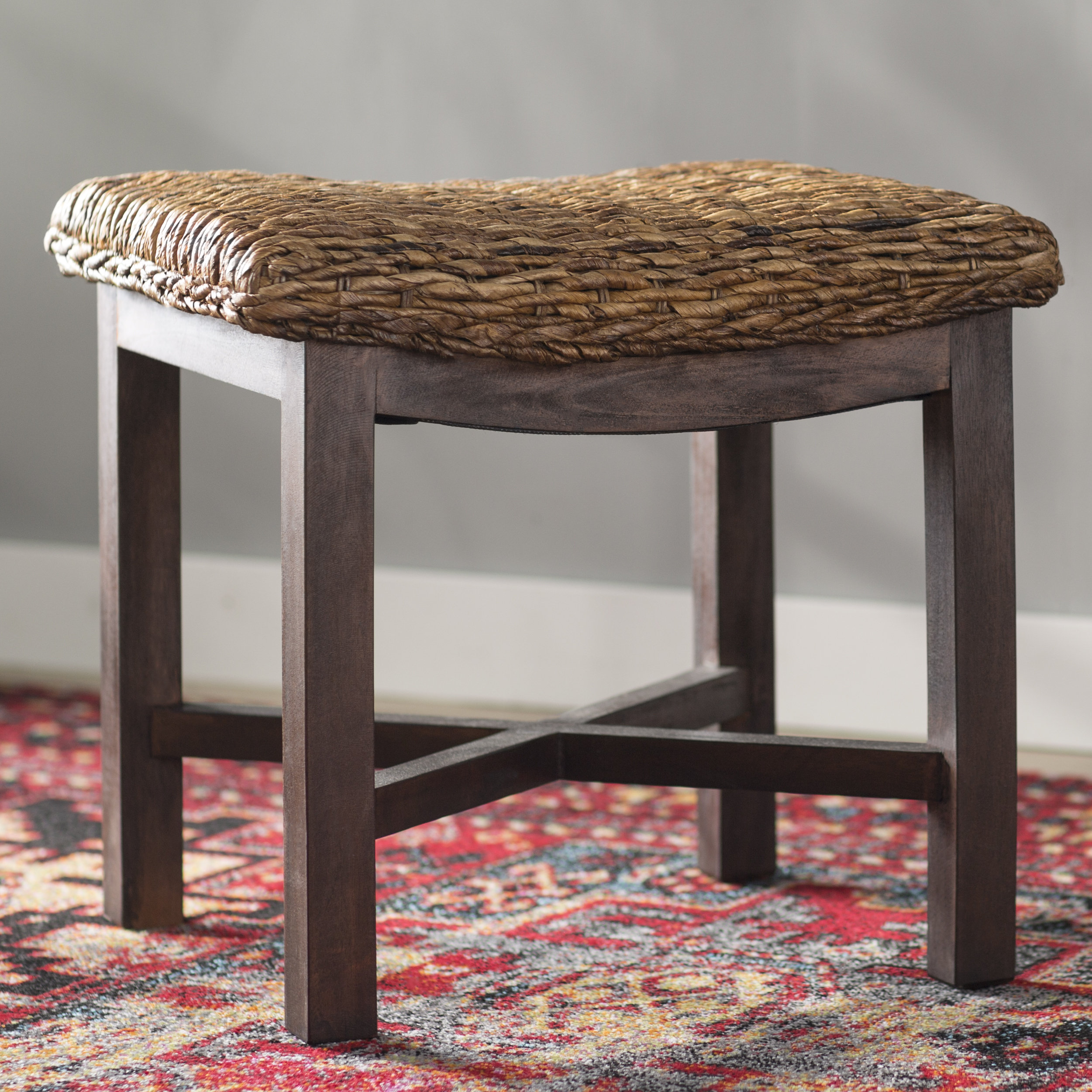 Beachcrest Home™ Bittle Abaca Rectangular Accent Stool & Reviews | Wayfair
