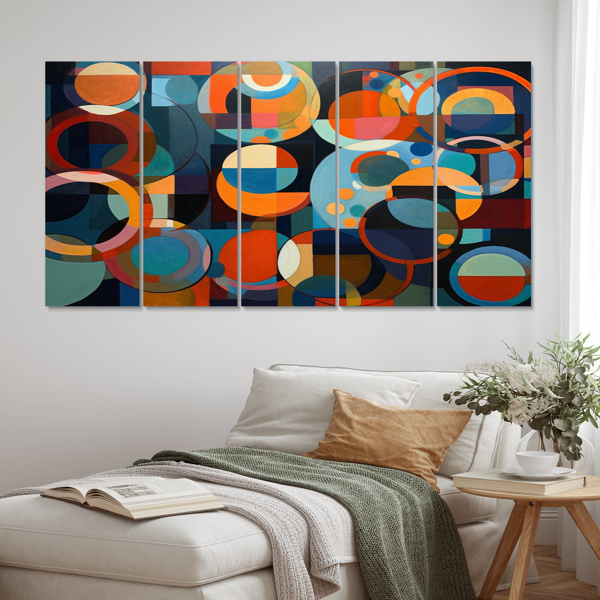 Ivy Bronx Orange Blue Geometry Unleashed I - Abstract Shapes Canvas ...