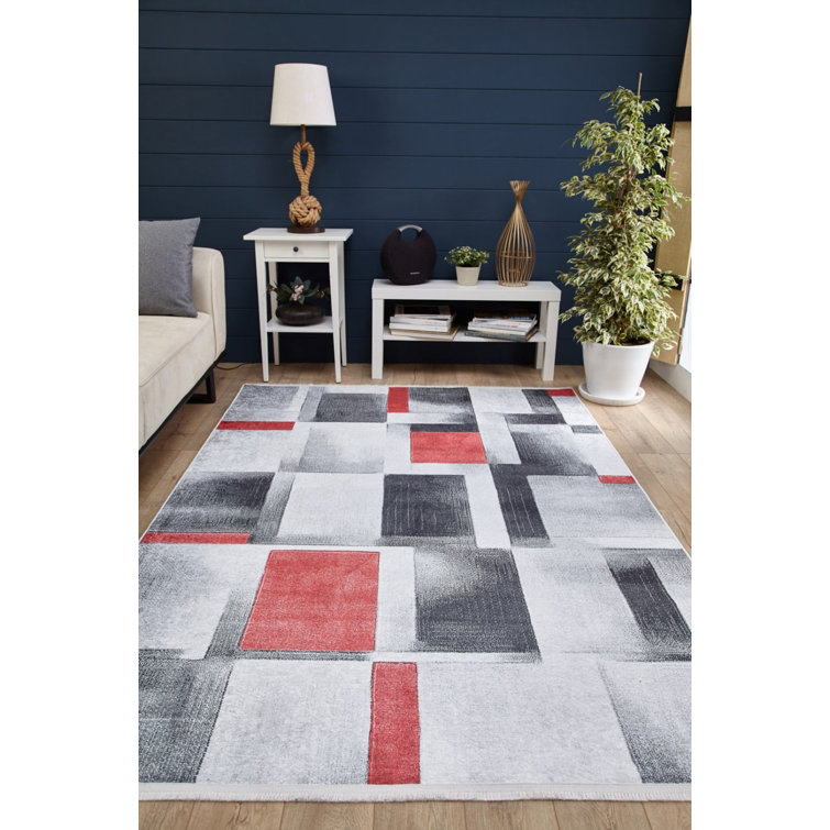 Ivy Bronx Daejah Red Modern Polyester Digital Print Area Rug | Wayfair ...