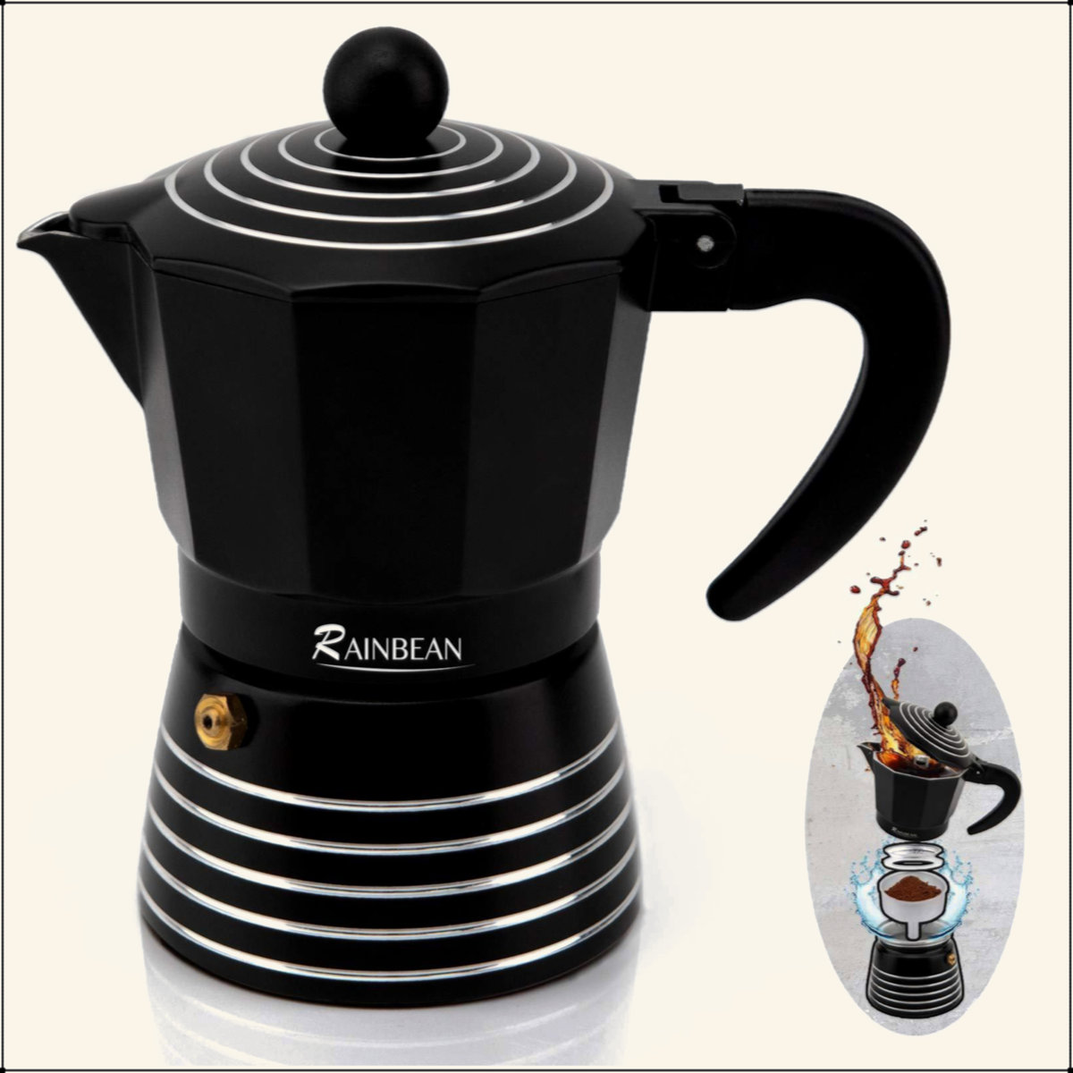 ZHONGSHANJUFU Stovetop Espresso Maker 3 Cup Moka Pot; Italian Cuban ...