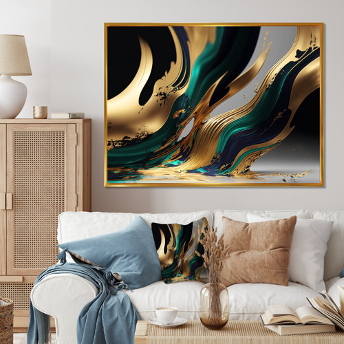 Mercer41 Green And Gold Agate II Framed On Canvas Print | Wayfair