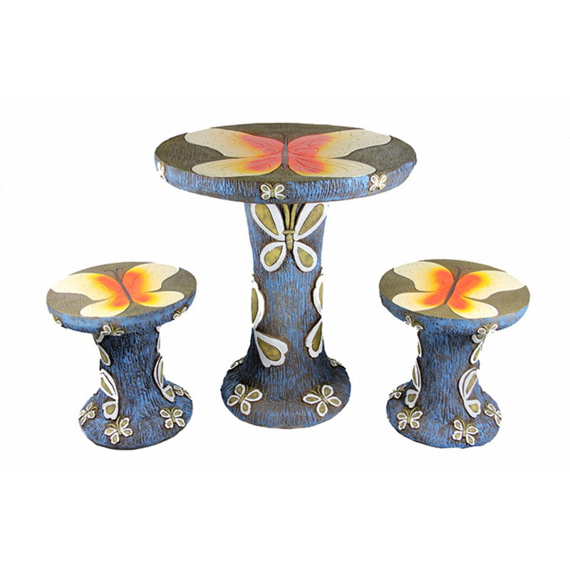 Northlight Seasonal 3pc Blue Butterfly Table and Chair Novelty Garden ...