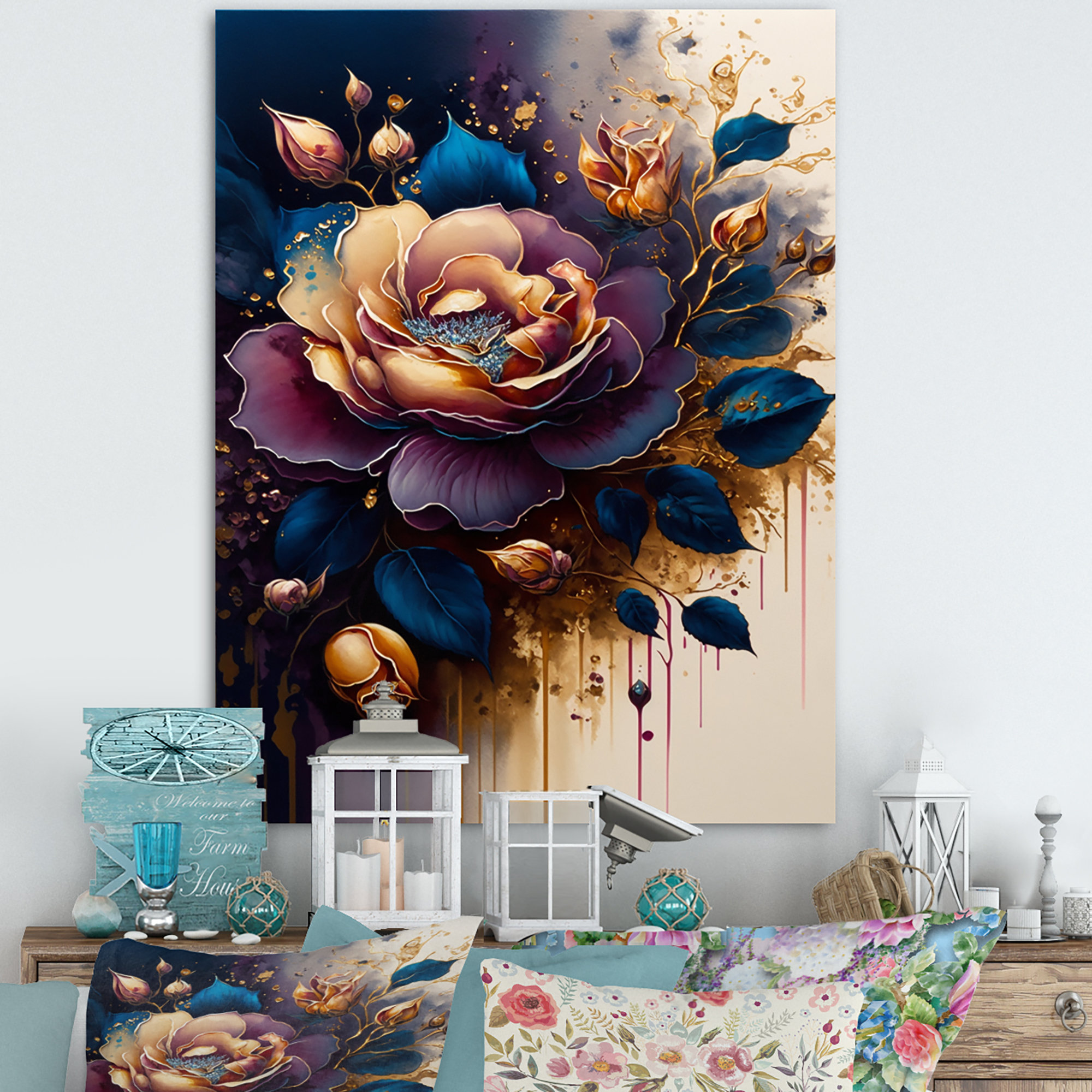 House of Hampton® Night Shade Rose Design V - Rose Wall Art | Wayfair