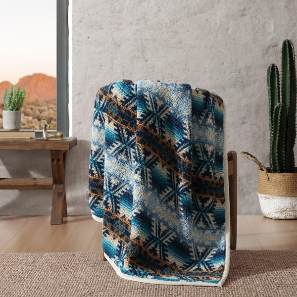 Wrangler Frontier Corduroy/Sherpa Reversible Blue Throw Blanket ...