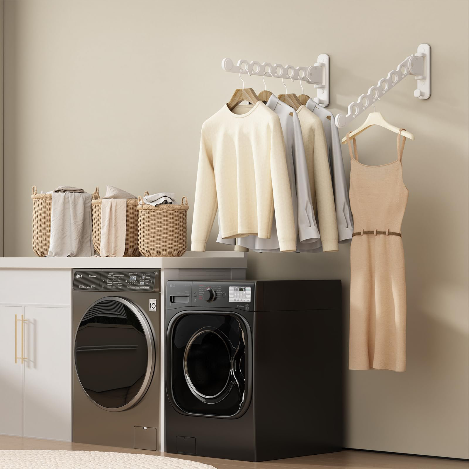 Rebrilliant Convenient Wall Mounted Laundry Drying Rack - Wayfair Canada