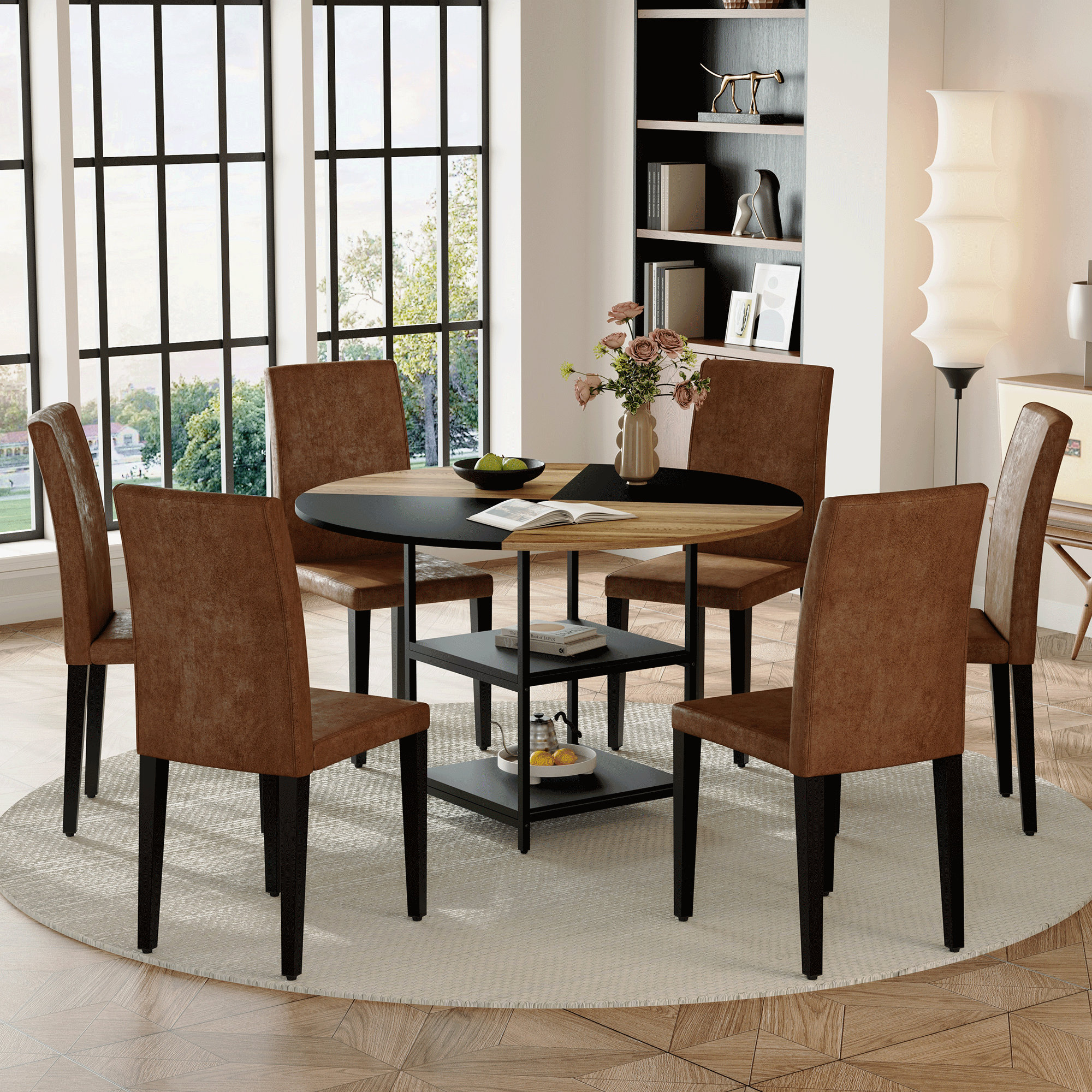 Latitude Run® 7 Piece Round Dining Table Set For 6,47 Inch Round Dining ...