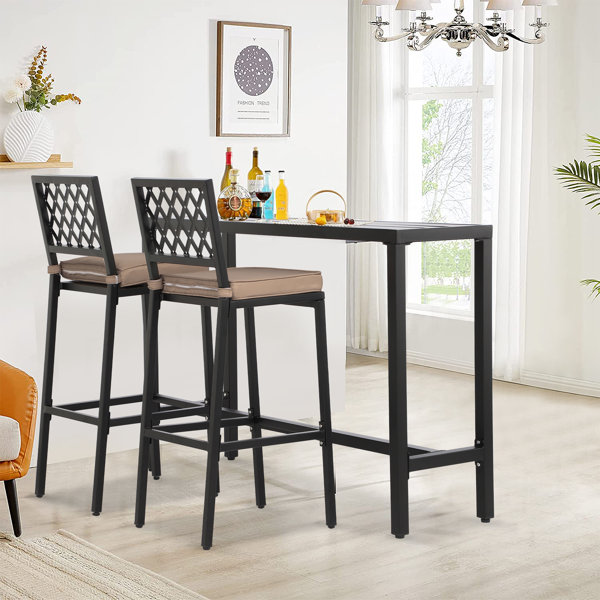 Latitude Run® 2-person Long Bar Height Patio Dining Set Outdoor Counter ...