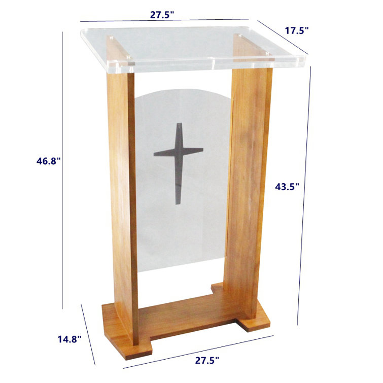 FixtureDisplays Wood Acrylic Podium, Optional Cross Plain Front Panel ...