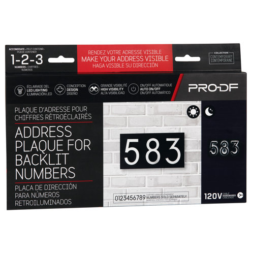 PRO-DF Address Plaque for Backlit LED Numbers, Black & Reviews | Wayfair