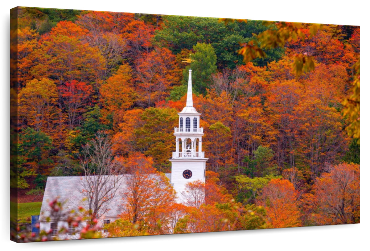 Millwood Pines Alvord Church With Fall Foliage Vermont I | Wayfair