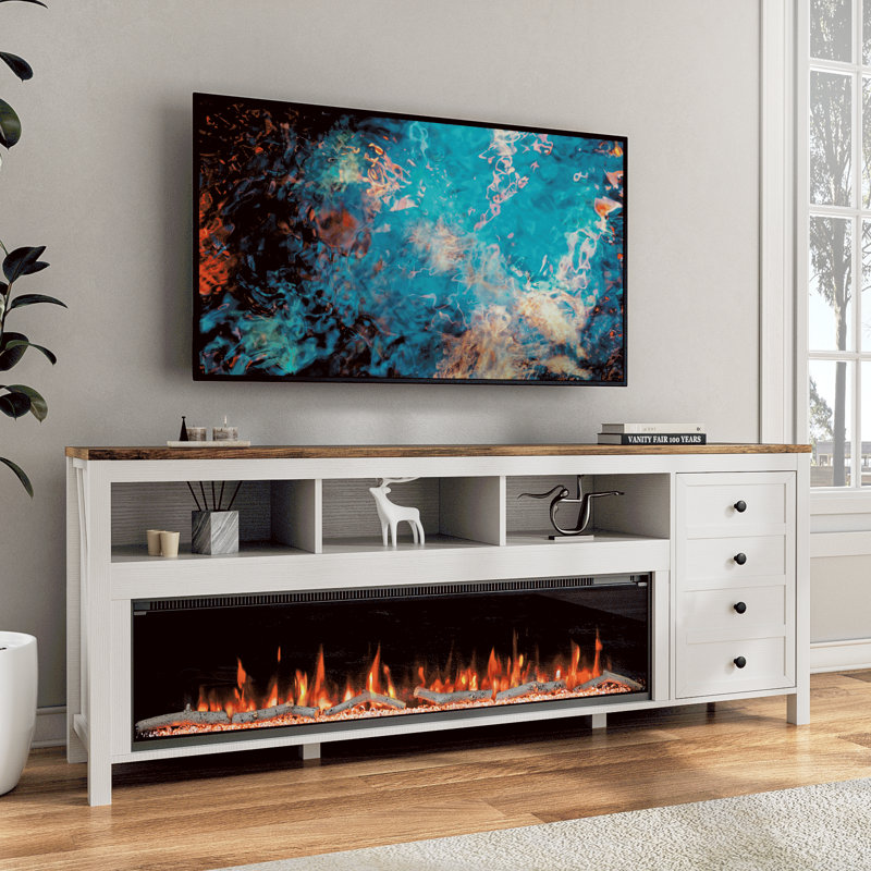 Gracie Oaks 68 Inch Fireplace Tv Stand For Tvs Up To 75 Inch,farmhouse ...