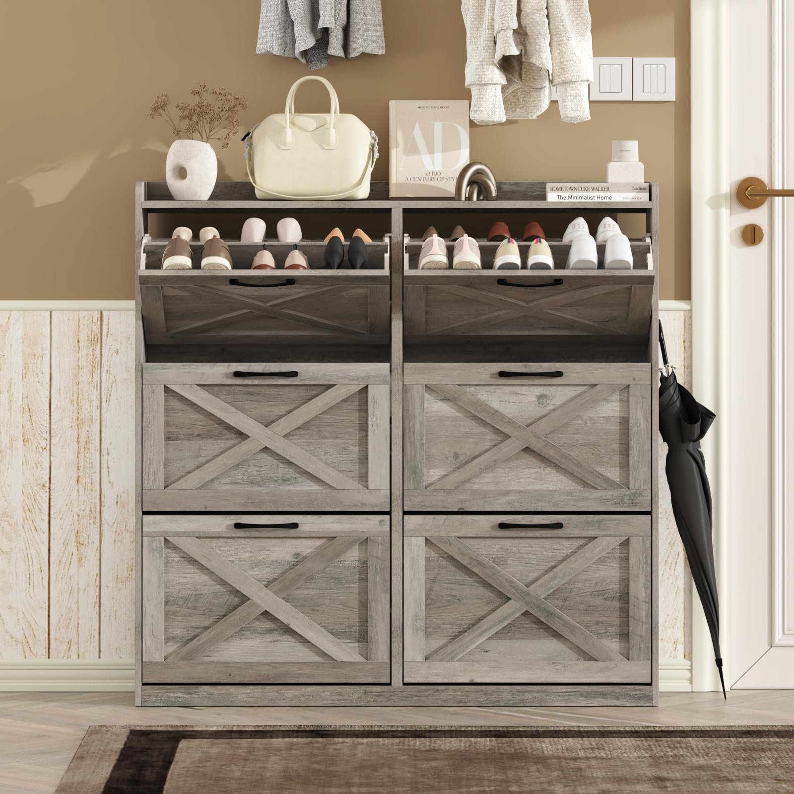 Gracie Oaks Large Shoe Storage Cabinet & Reviews | Wayfair