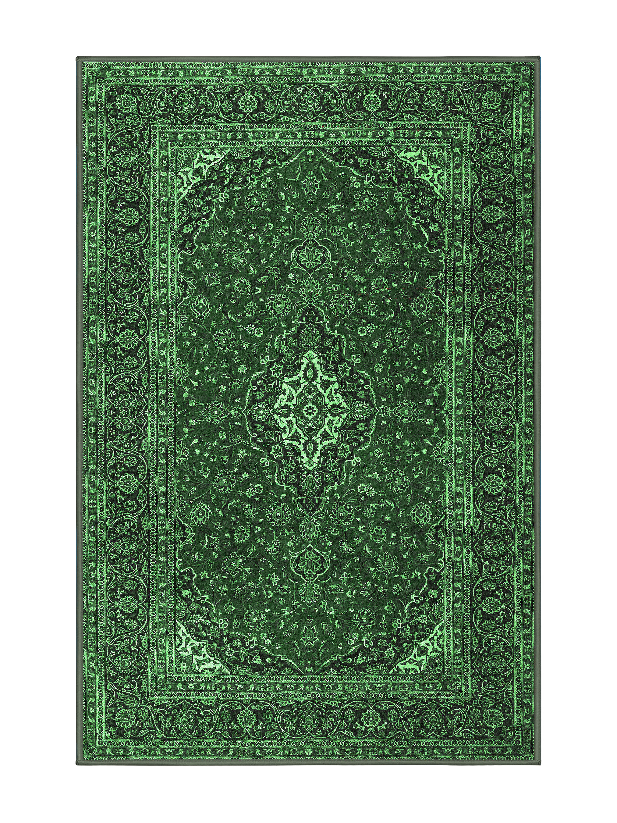 Bungalow Rose Jevgenia Traditional 2410 Emerald Green Machine Washable ...