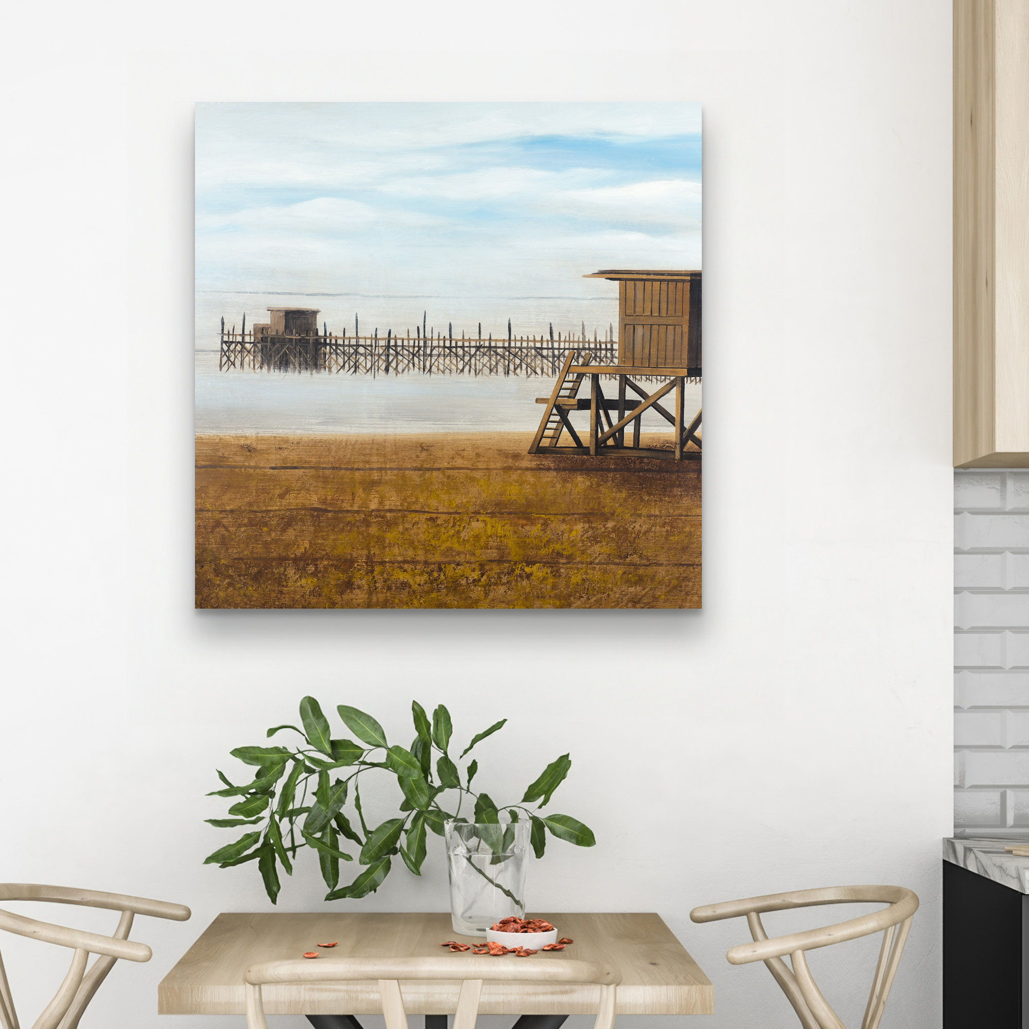 Begin Edition International Inc. Lifeguard tower at the beach - 32"x32 ...