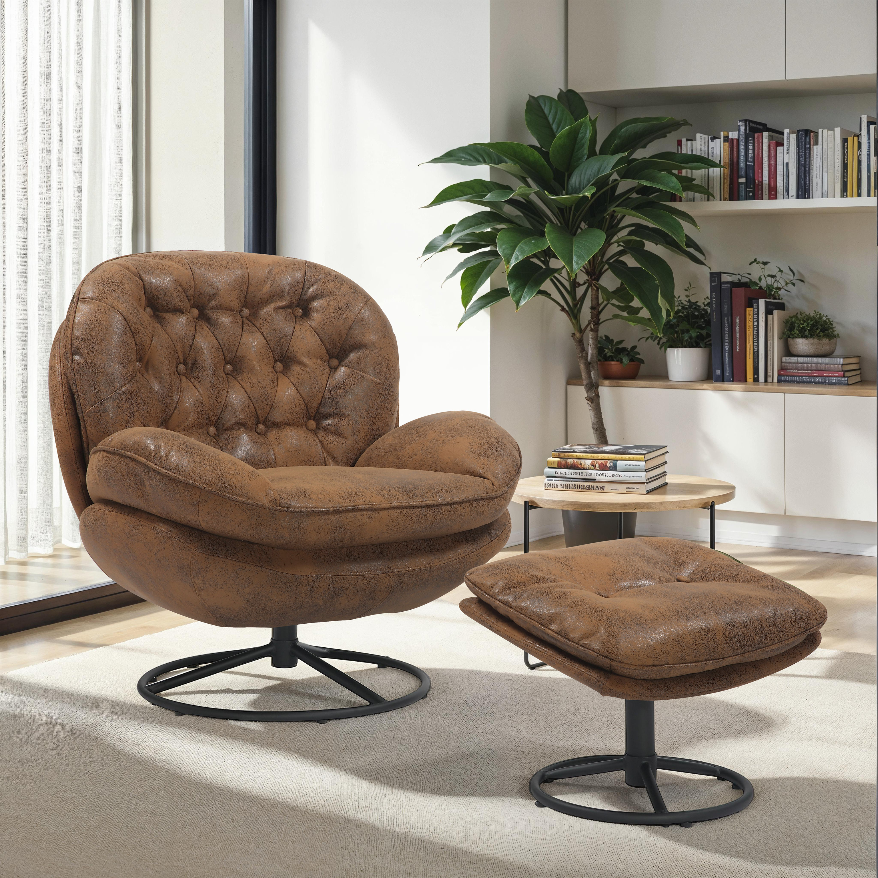George Oliver 85cm Wide Tufted Yes and Ottoman | Wayfair.ie