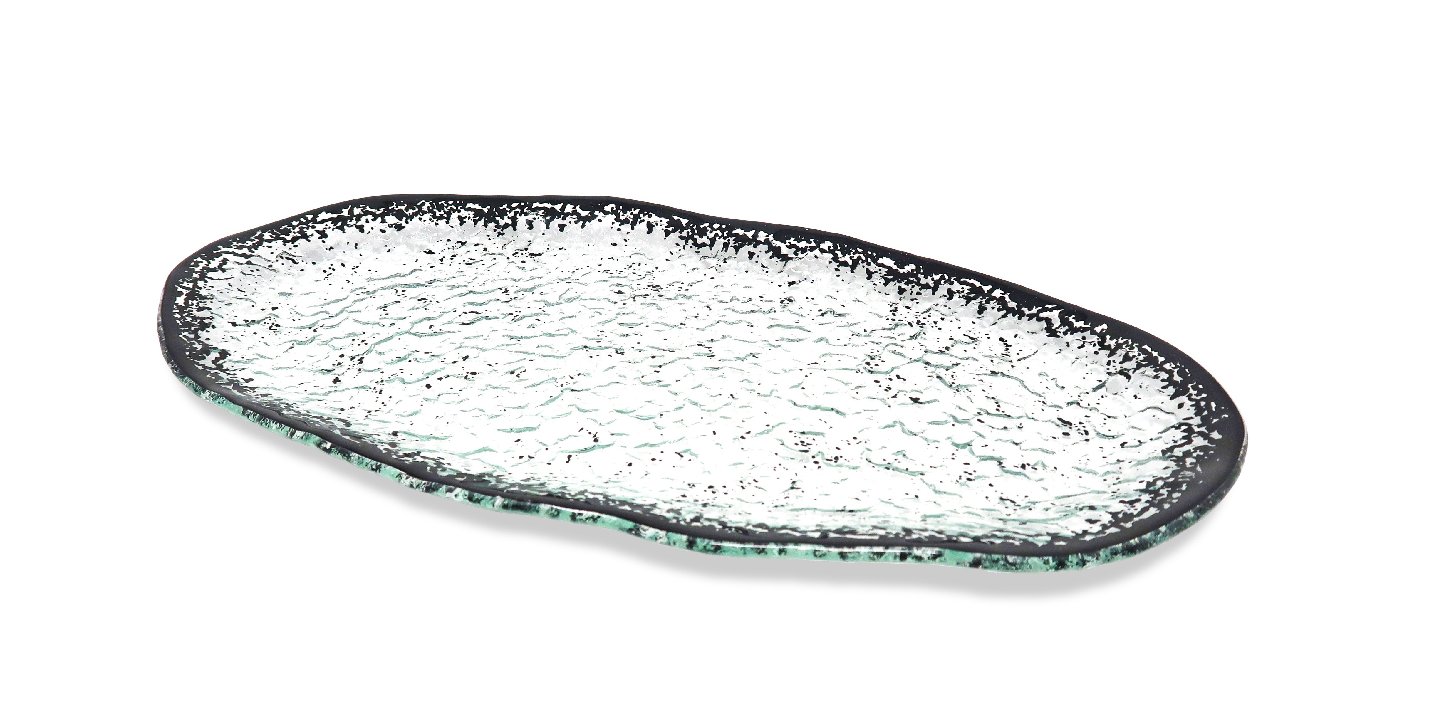 Ivy Bronx Arabell 13.5"L Oval Tray with Scattered Black Design | Wayfair