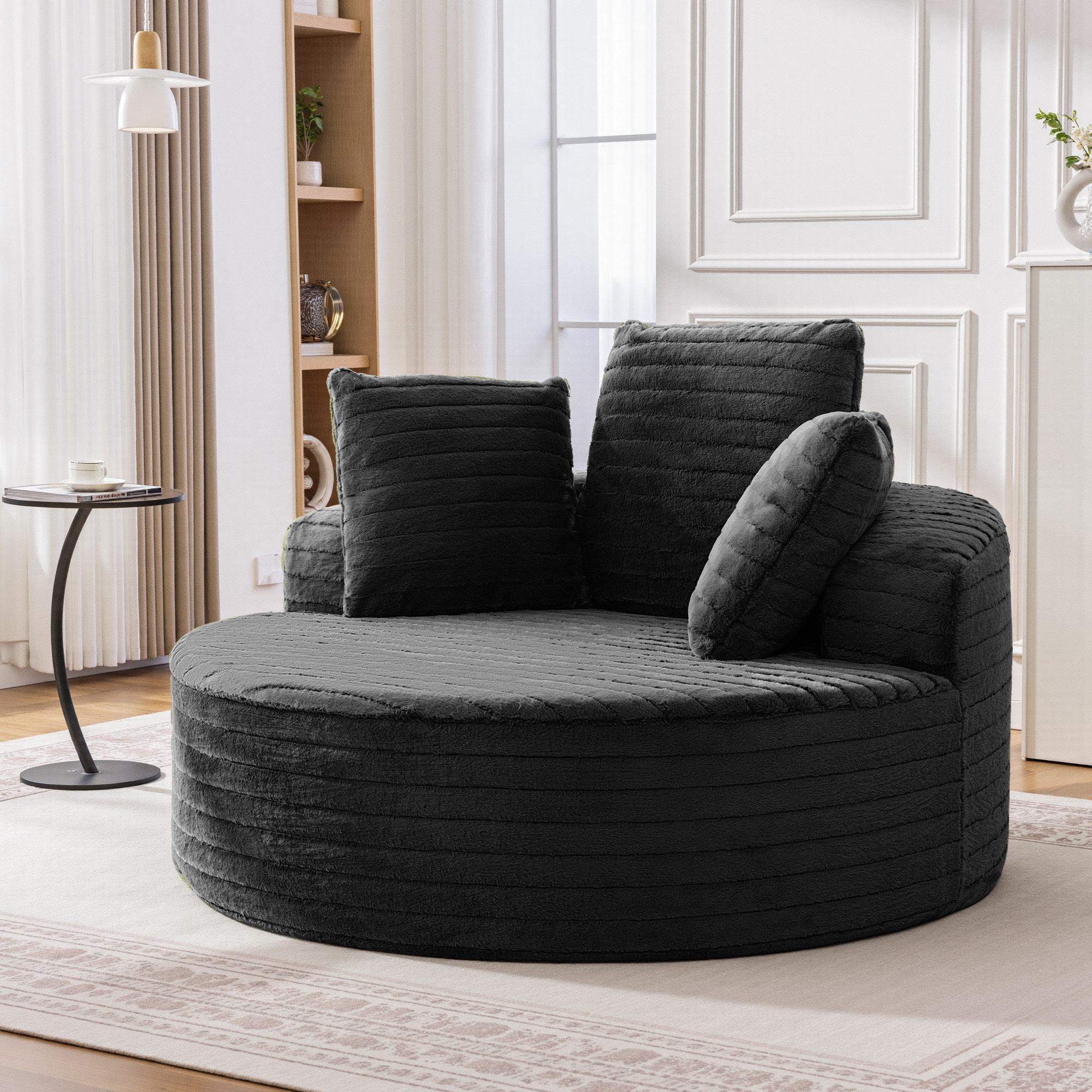 Everly Quinn 59" Modern Round Sofa Loveseat No Assembly Required | Wayfair