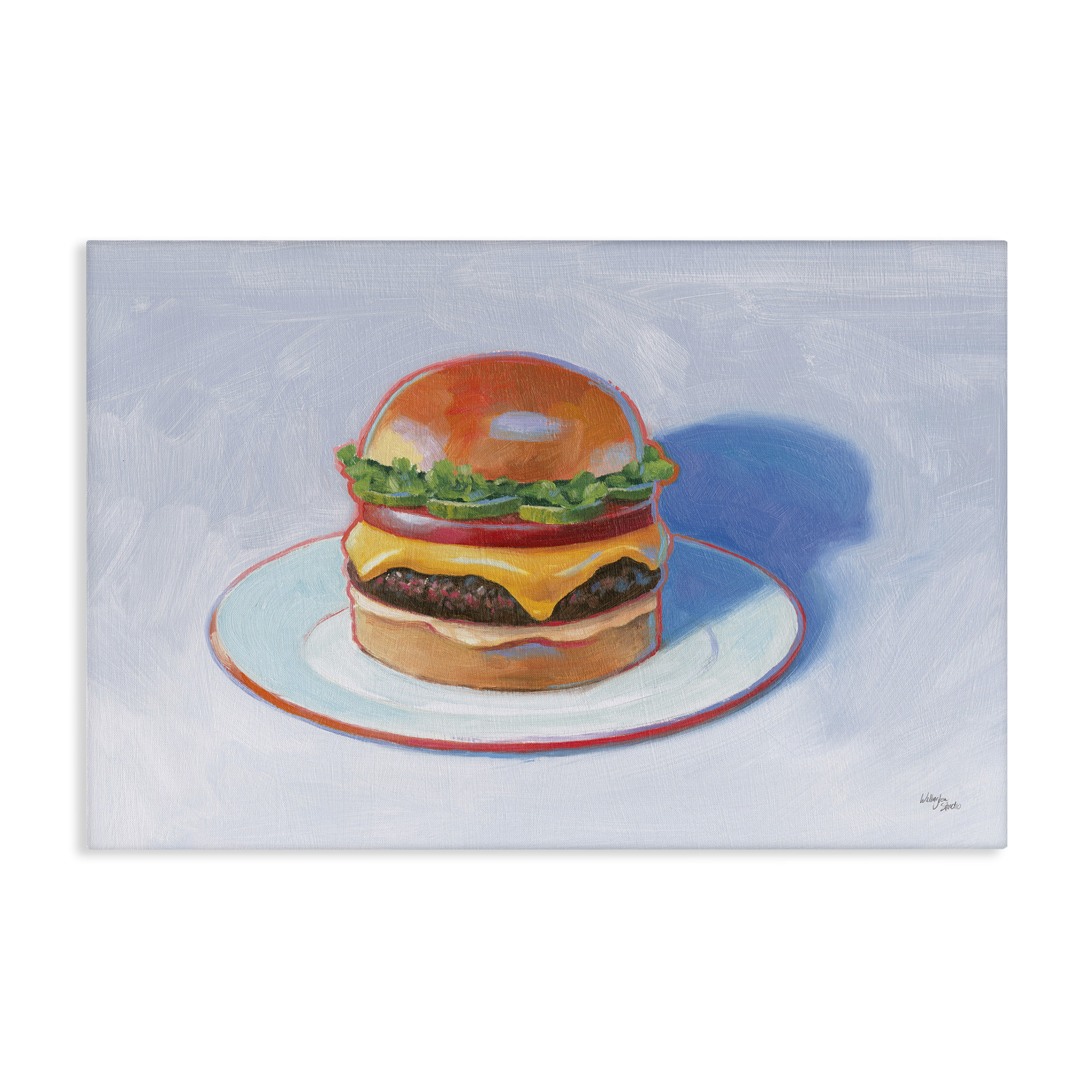 Charlton Home® Burger on Plate Canvas Wall Art by Wild Apple | Wayfair