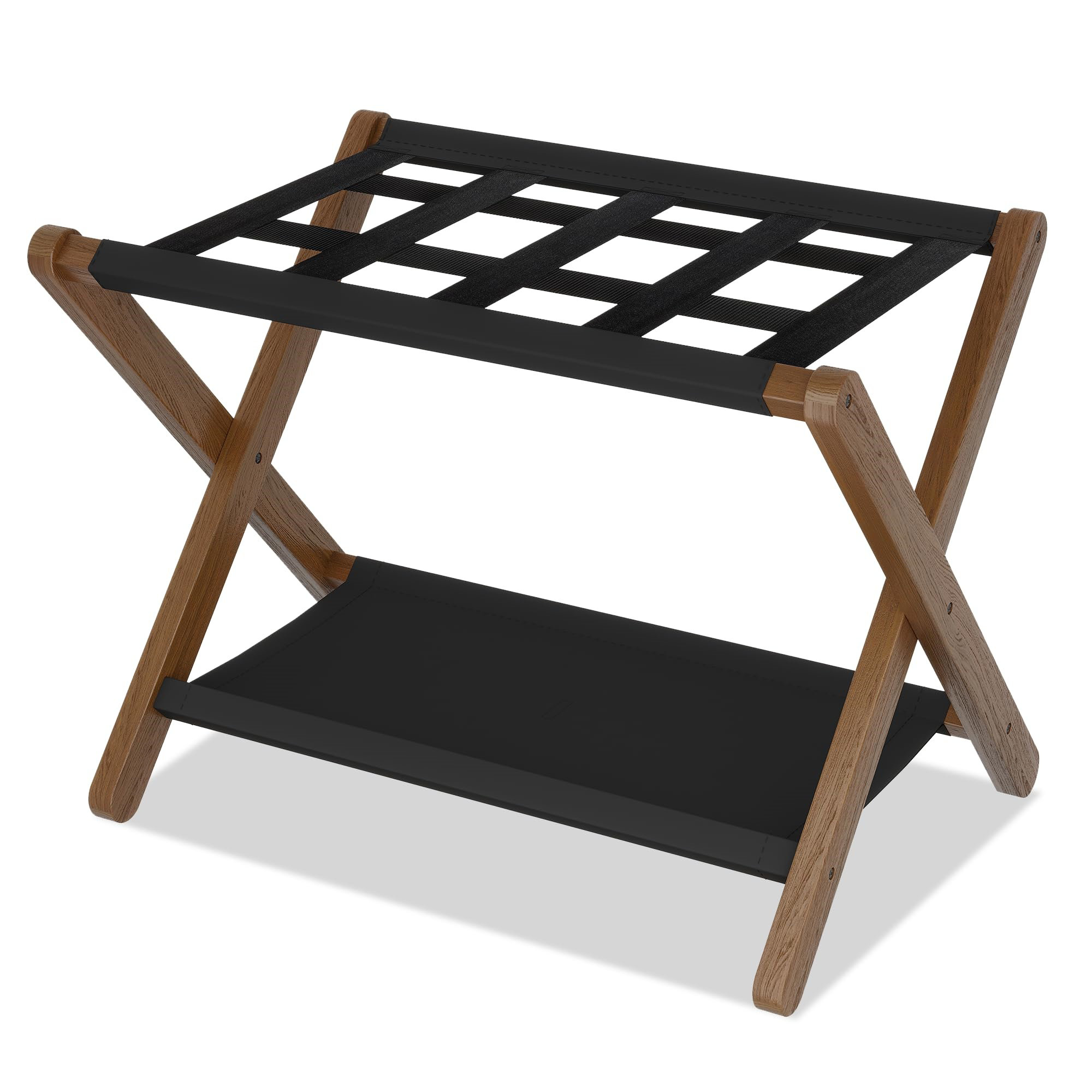 IFBECT Luggage Rack Folding suitcase stand with storage shelf and 5 ...