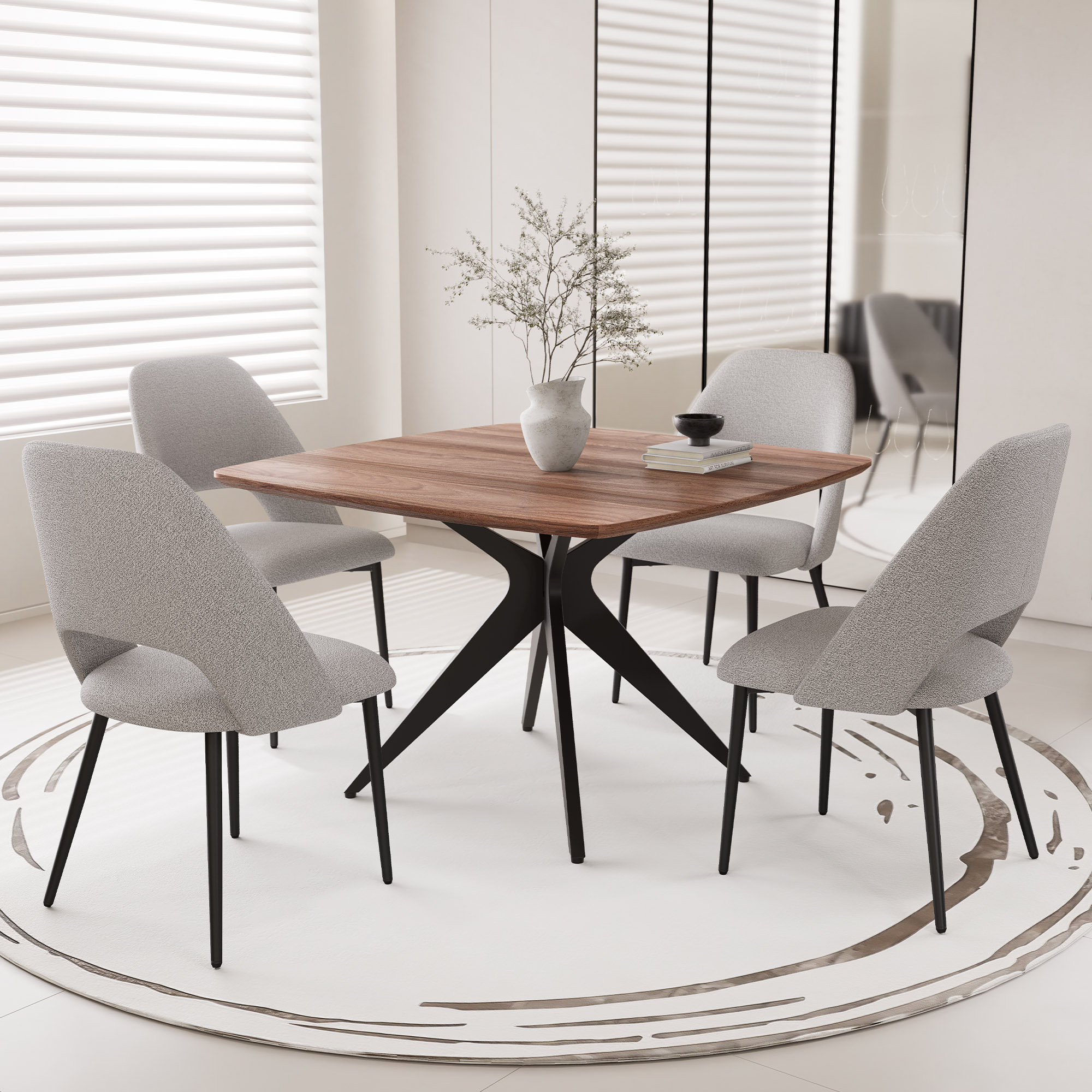 George Oliver 45.3" Square Wood Dining Table Set, Modern Kitchen Table ...