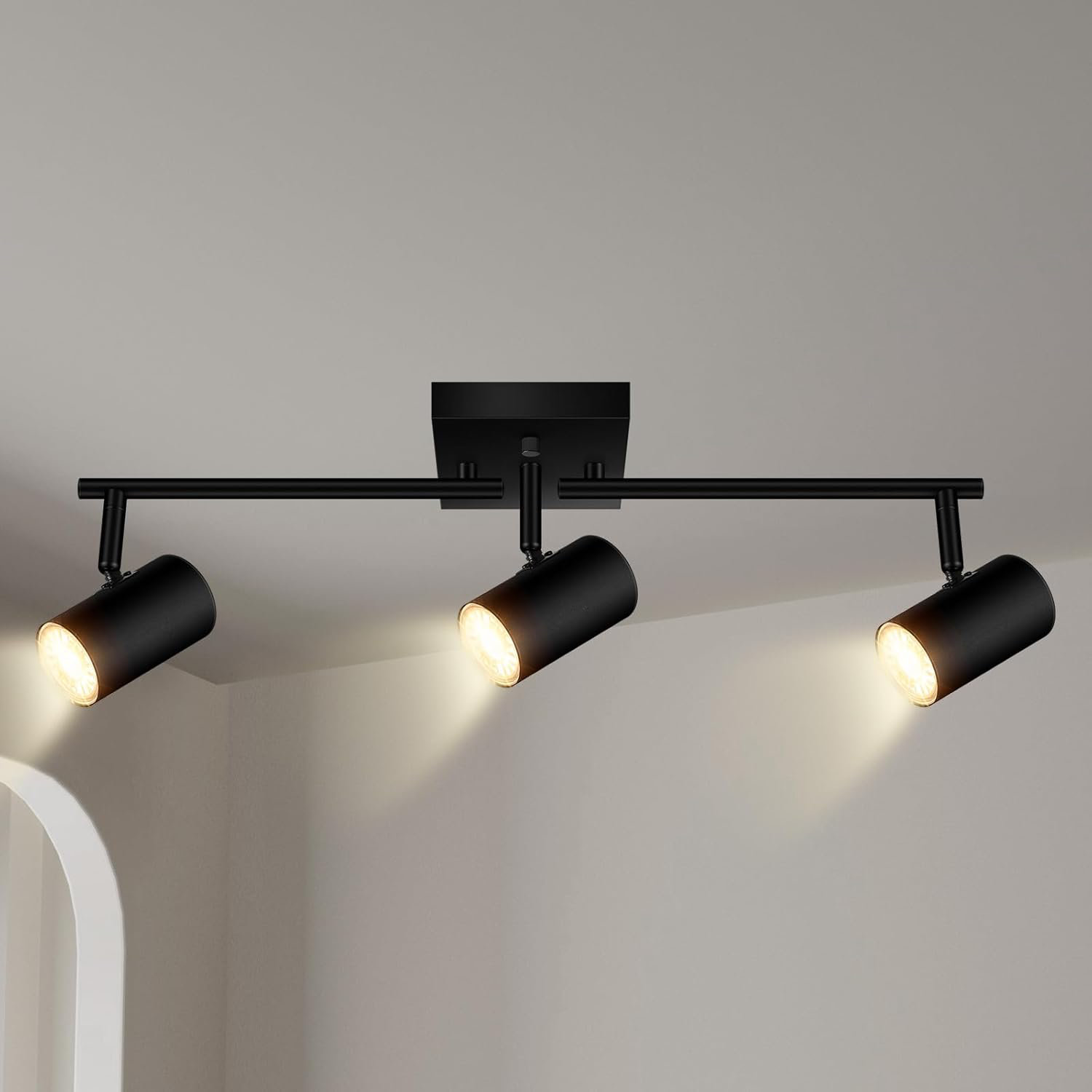 BONLOD 3 Light Track Lighting Fixtures Ceiling Black LED Track Lighting ...