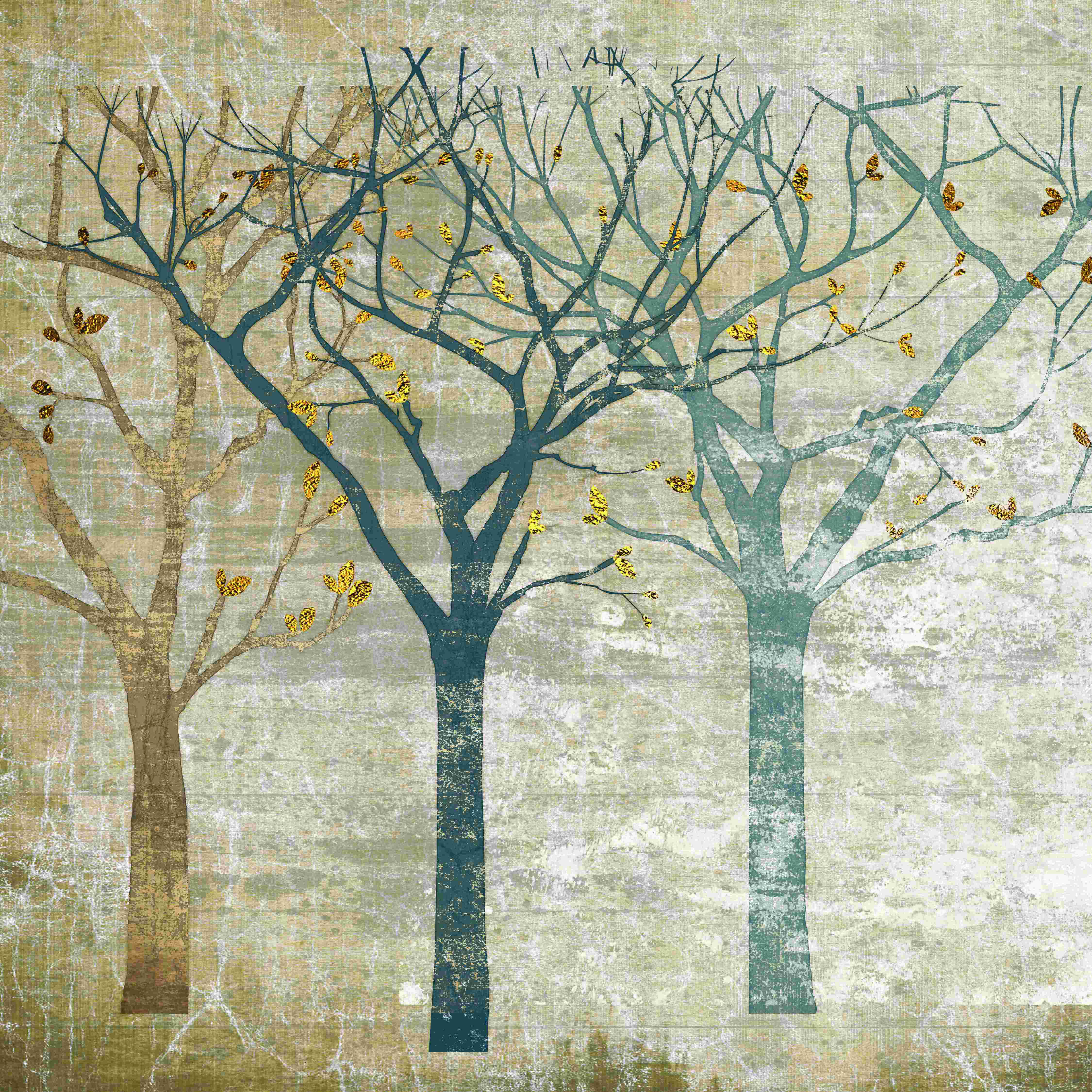 Winston Porter Teal Trees - Wrapped Canvas Graphic Art | Wayfair