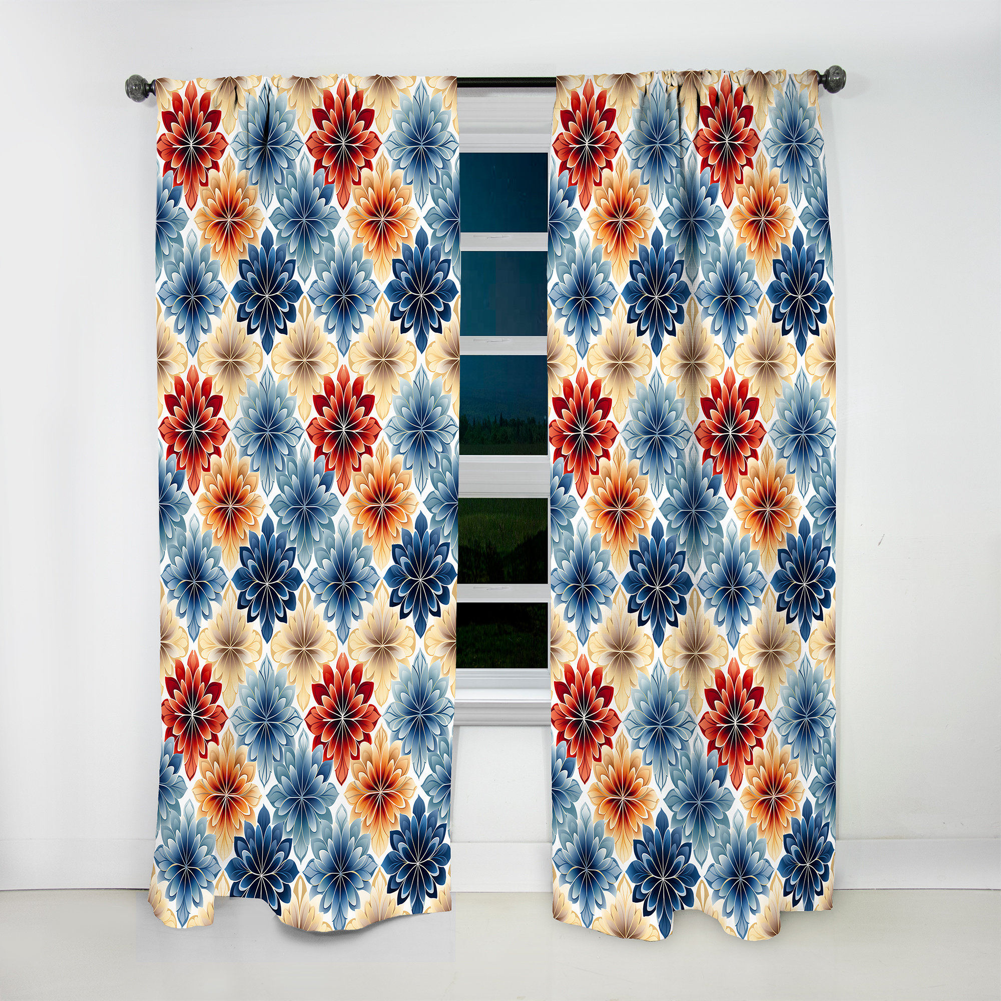 Design Art Moroccan Floral Botanical Pattern - Bohemian Curtain ...