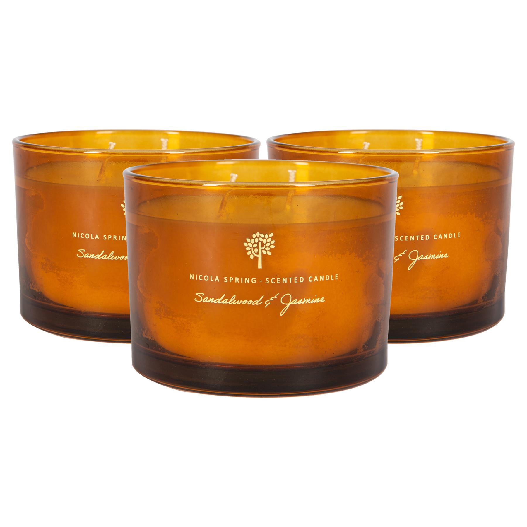 Nicola Spring - 3x Soy Wax Scented Candles - 350g - Sandalwood ...