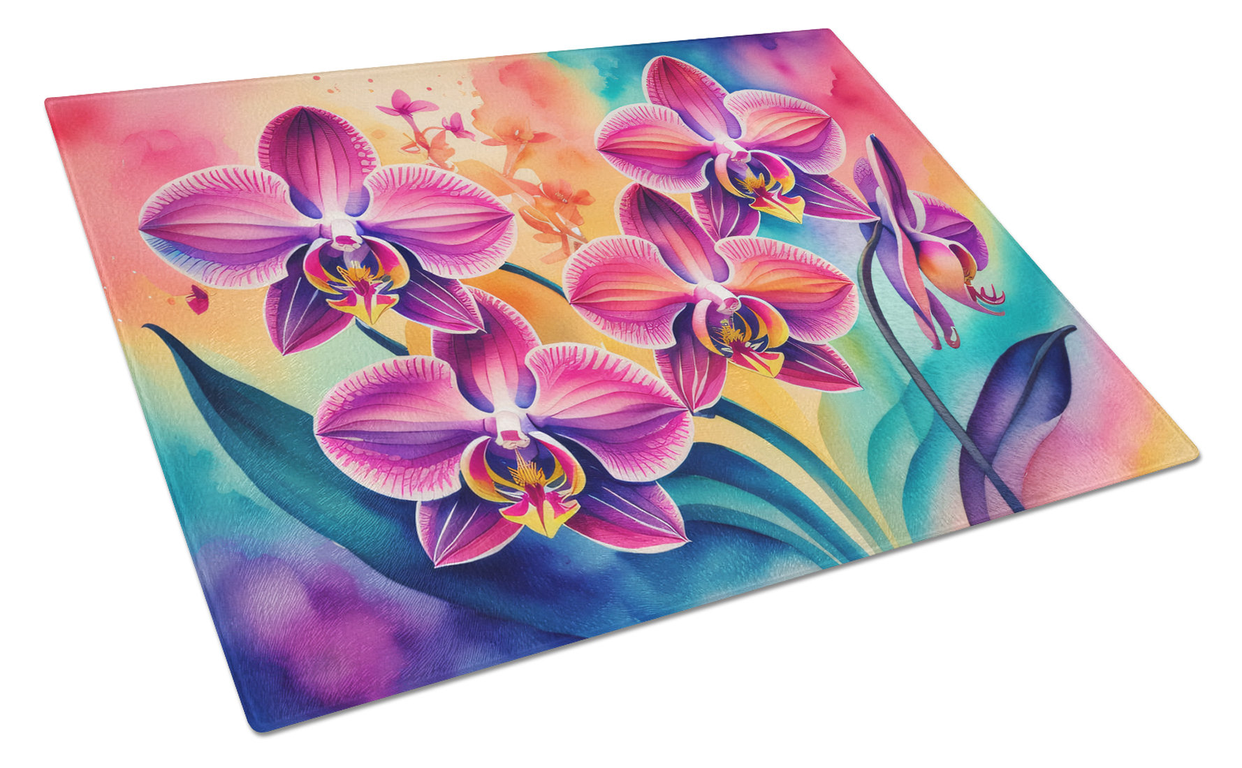 Caroline's Treasures Orchids in Colour Glass Cutting Board Large ...