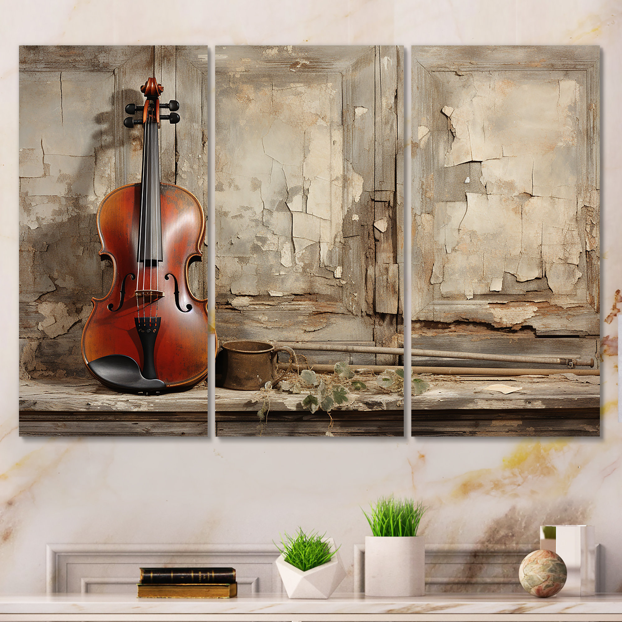 Lark Manor™ Brown Brooding Burgundy Cello Music I - Music Wall Art ...