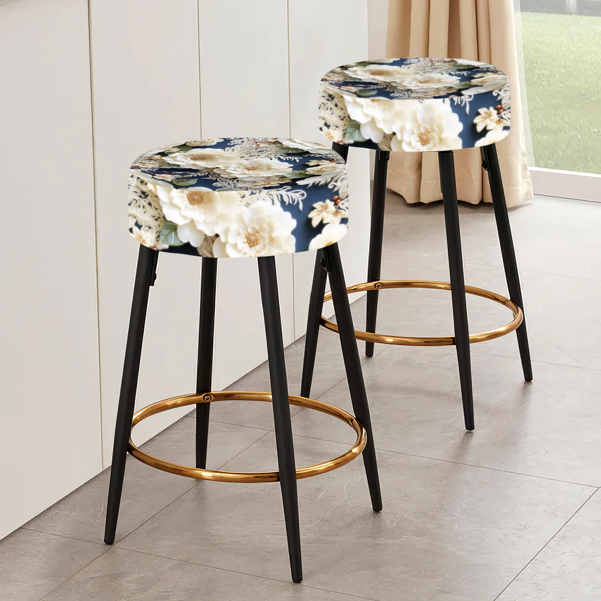 Design Art Vintage Ivory Floral Lace Romance Radiance - Floral Bar ...