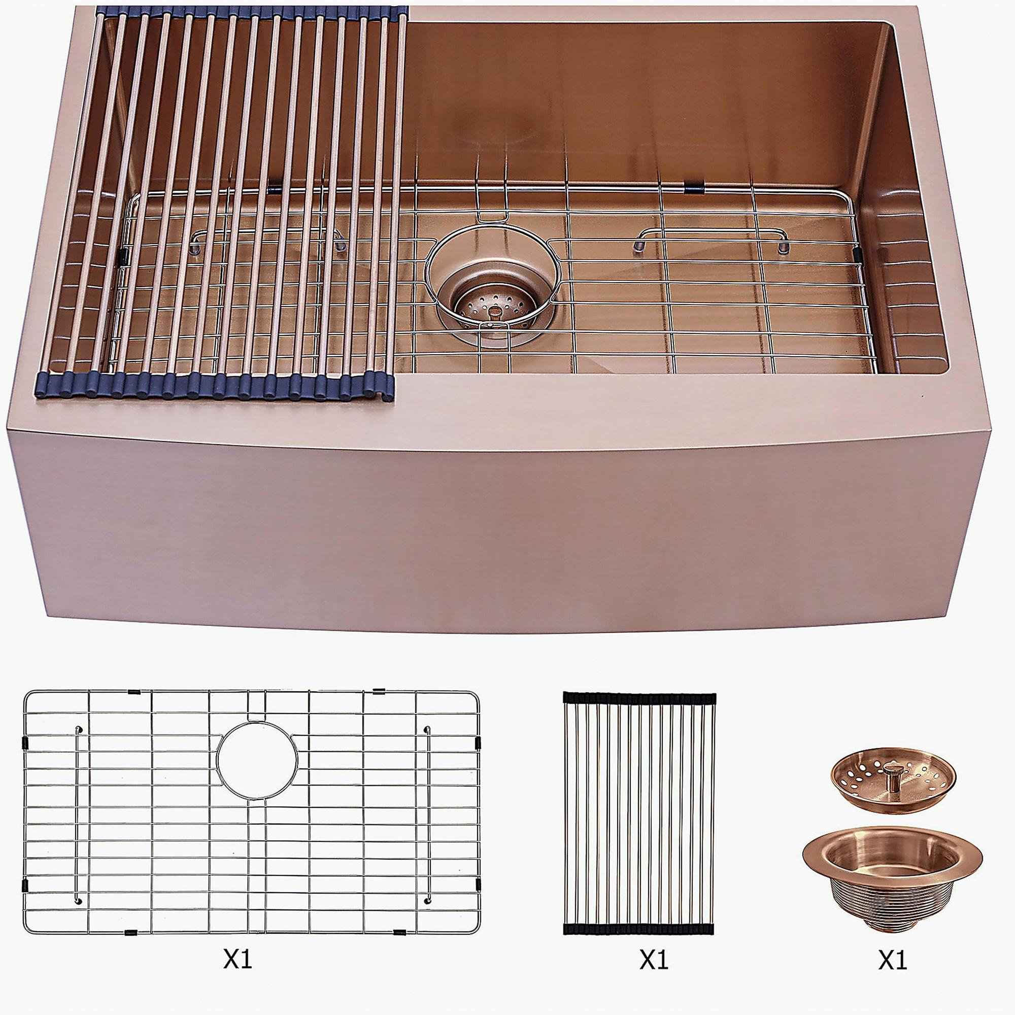 Z-Chaoup 30 Rose Gold Farmhouse Sink - 30 Inch Kitchen Sink Stainless ...