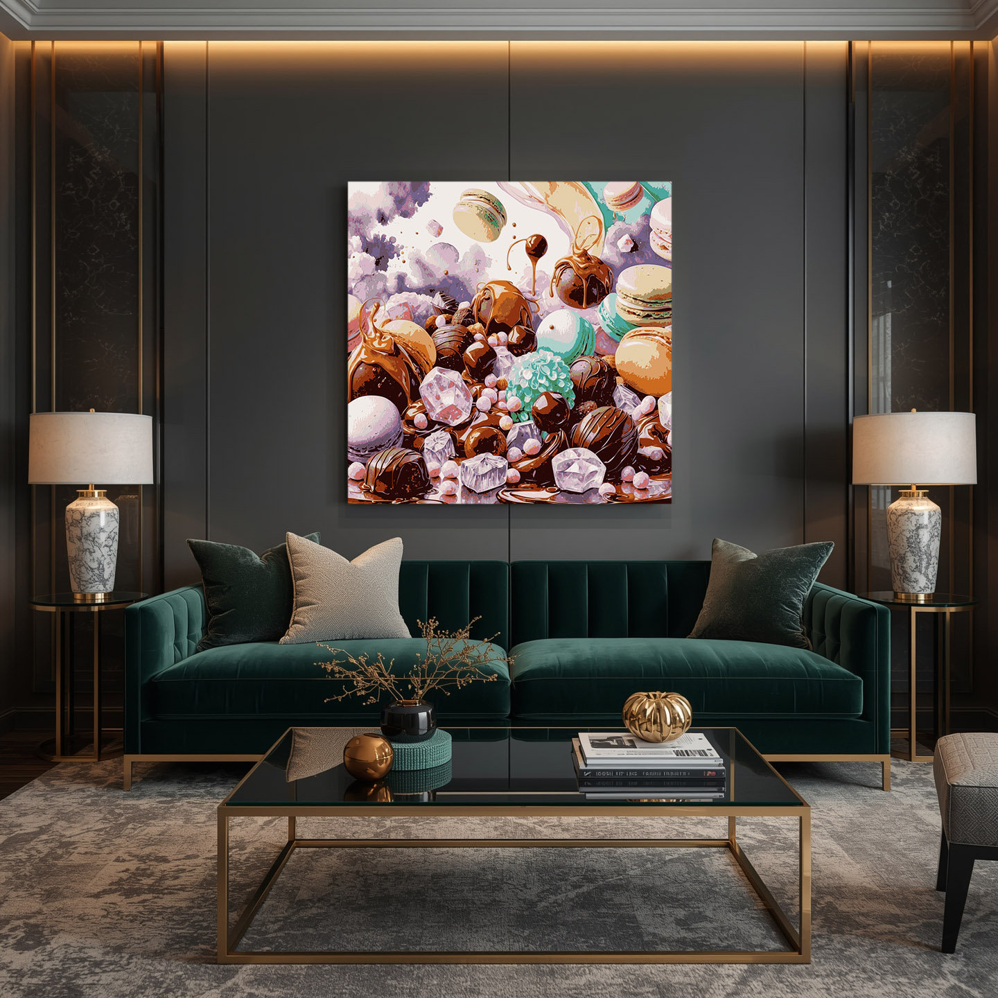Ivy Bronx Desserts Candy and Chocolates Gray Canvas Wall Art | Wayfair