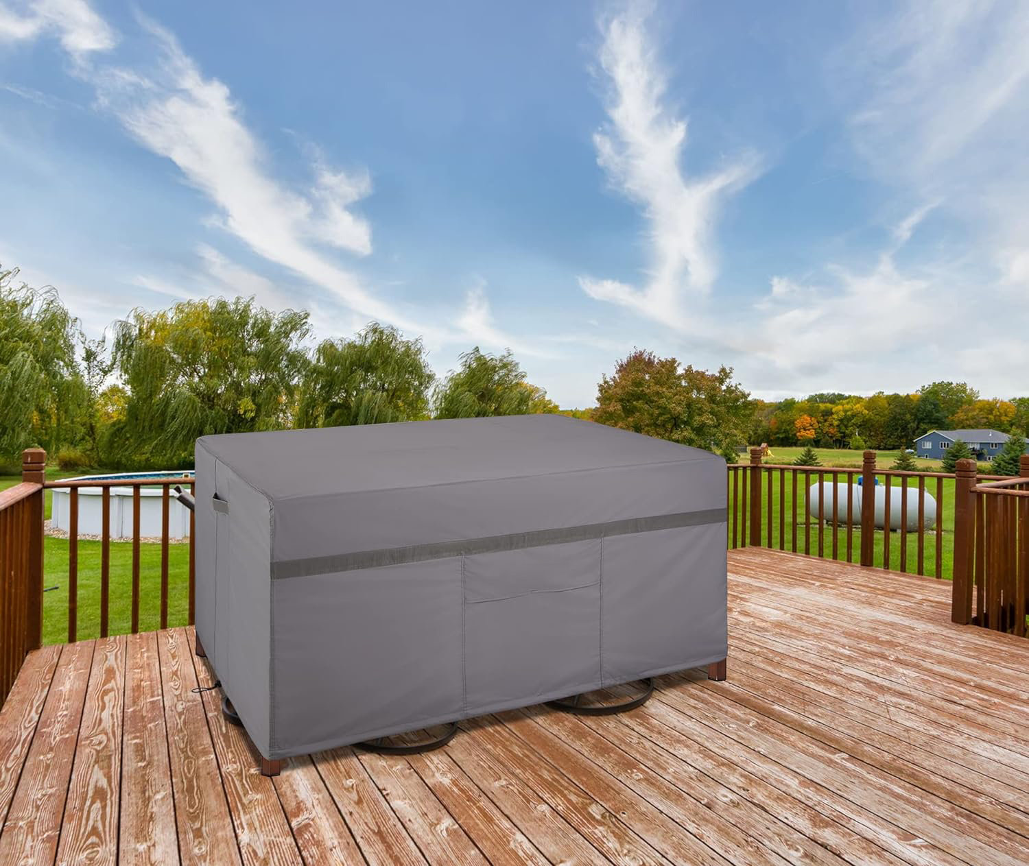 Arlmont & Co. Patio rectangle dining set cover gray & Reviews | Wayfair