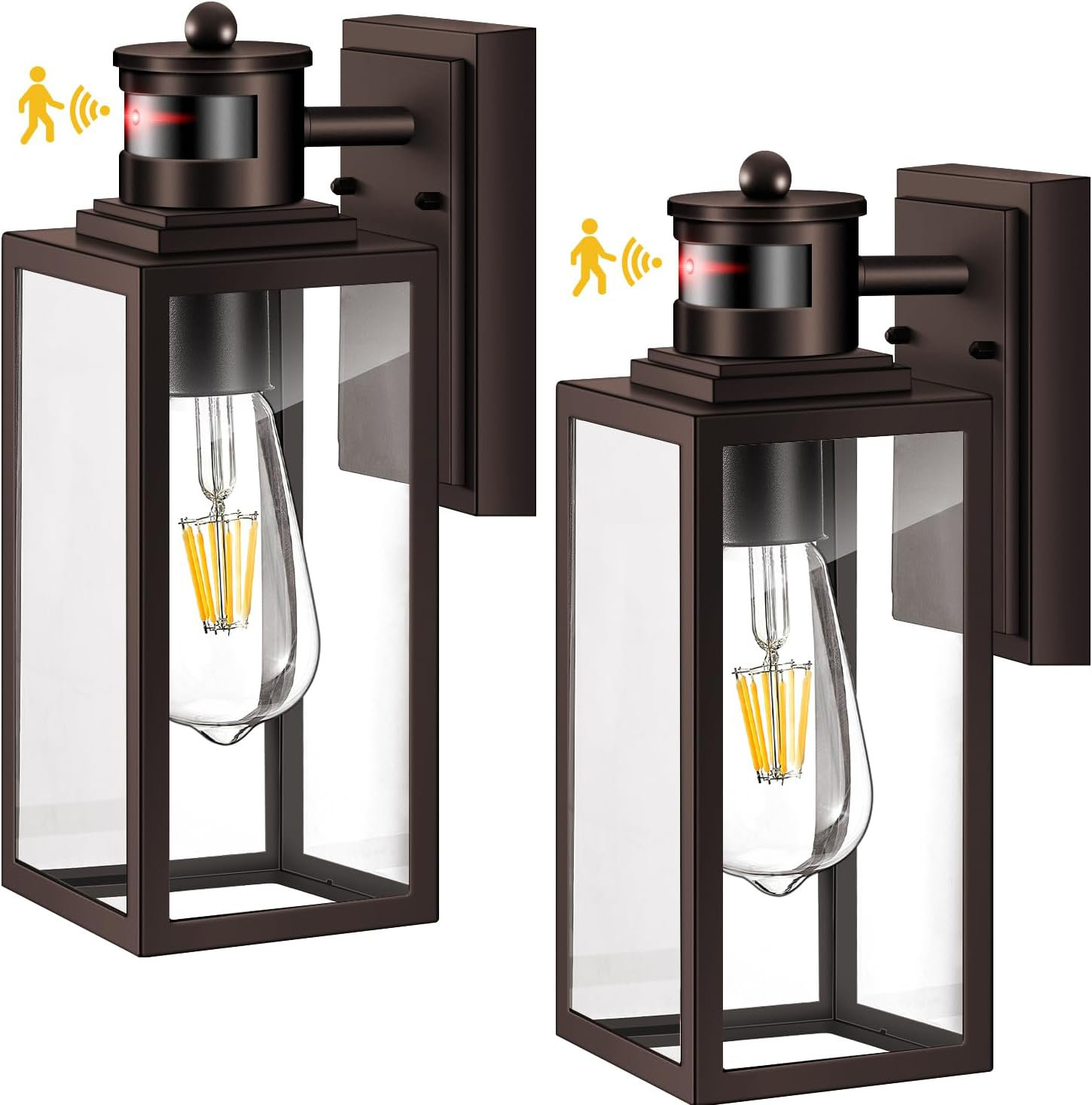 17 Stories Oil-Rubbed Bronze Outdoor Wall Lanterns With Motion Sensor ...